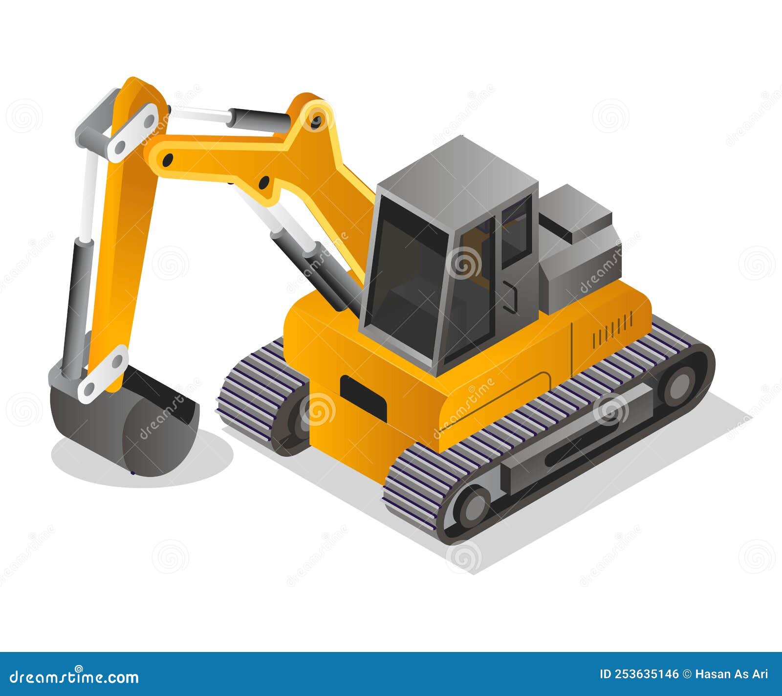 Excavator Isometric Illustration in Flat Isometric Illustration Design ...