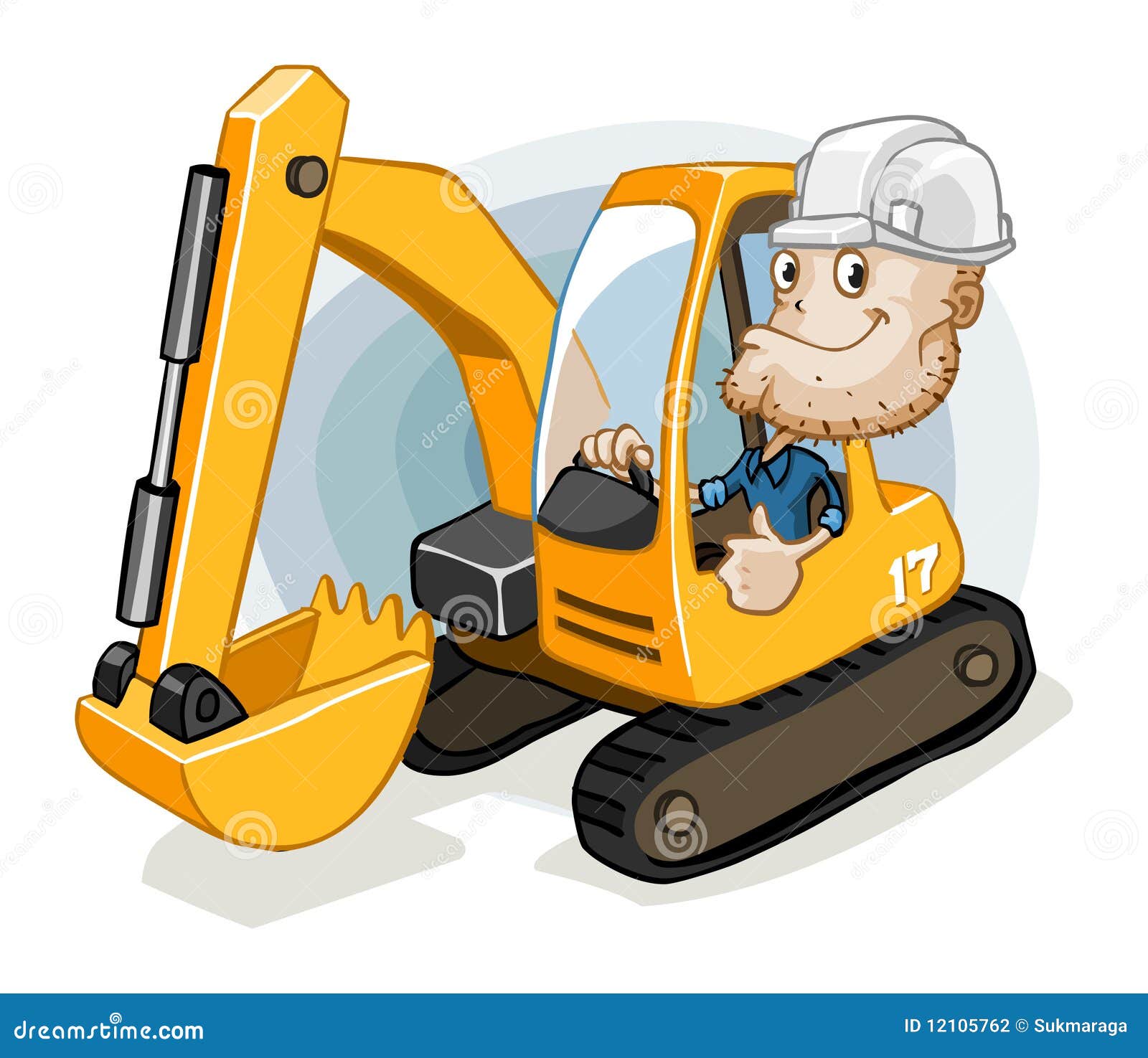 Excavator with Labor stock vector. Illustration of development - 12105762