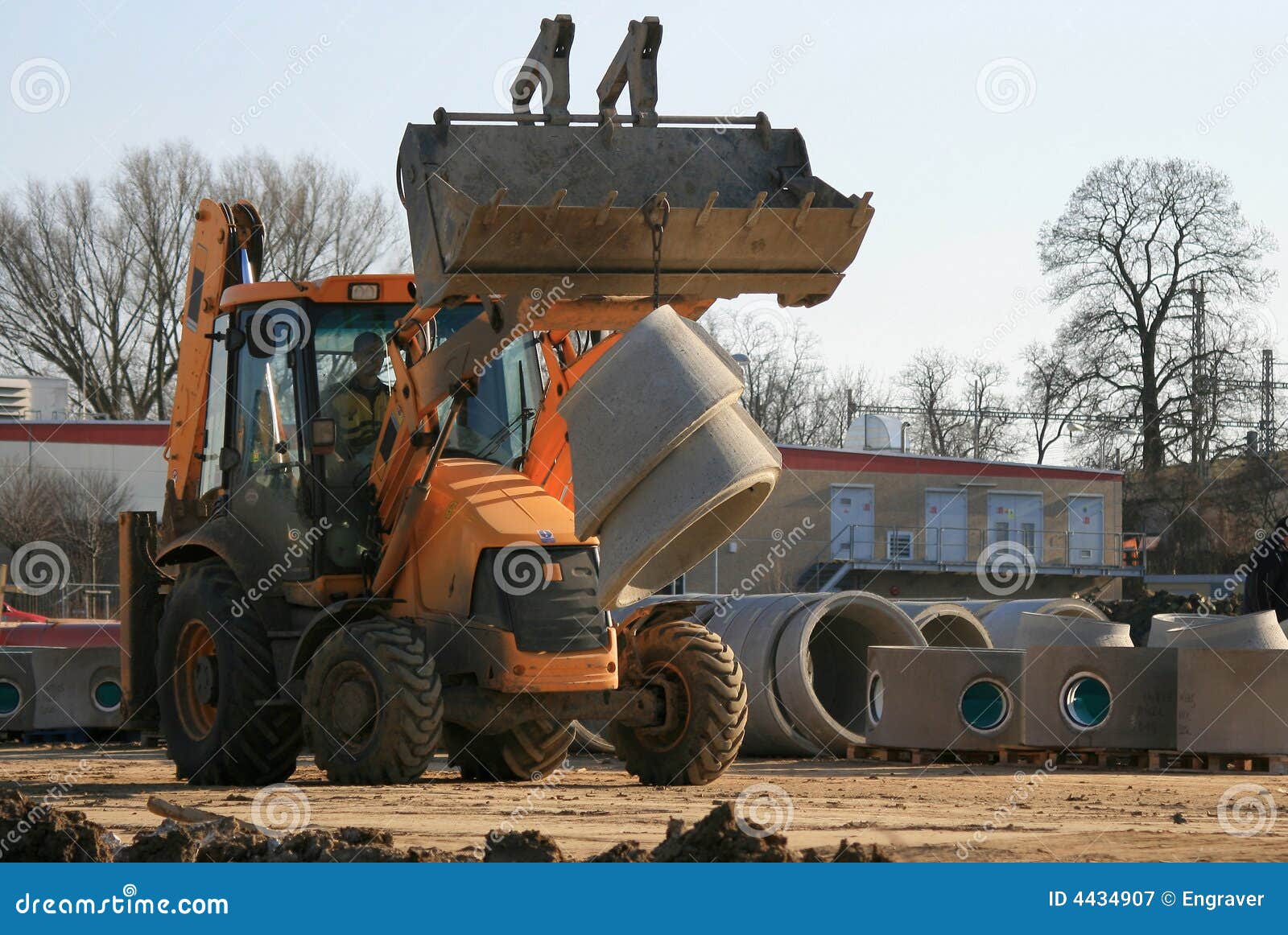 Excavator-load pipeline 1 stock image. Image of earthmoving - 4434907