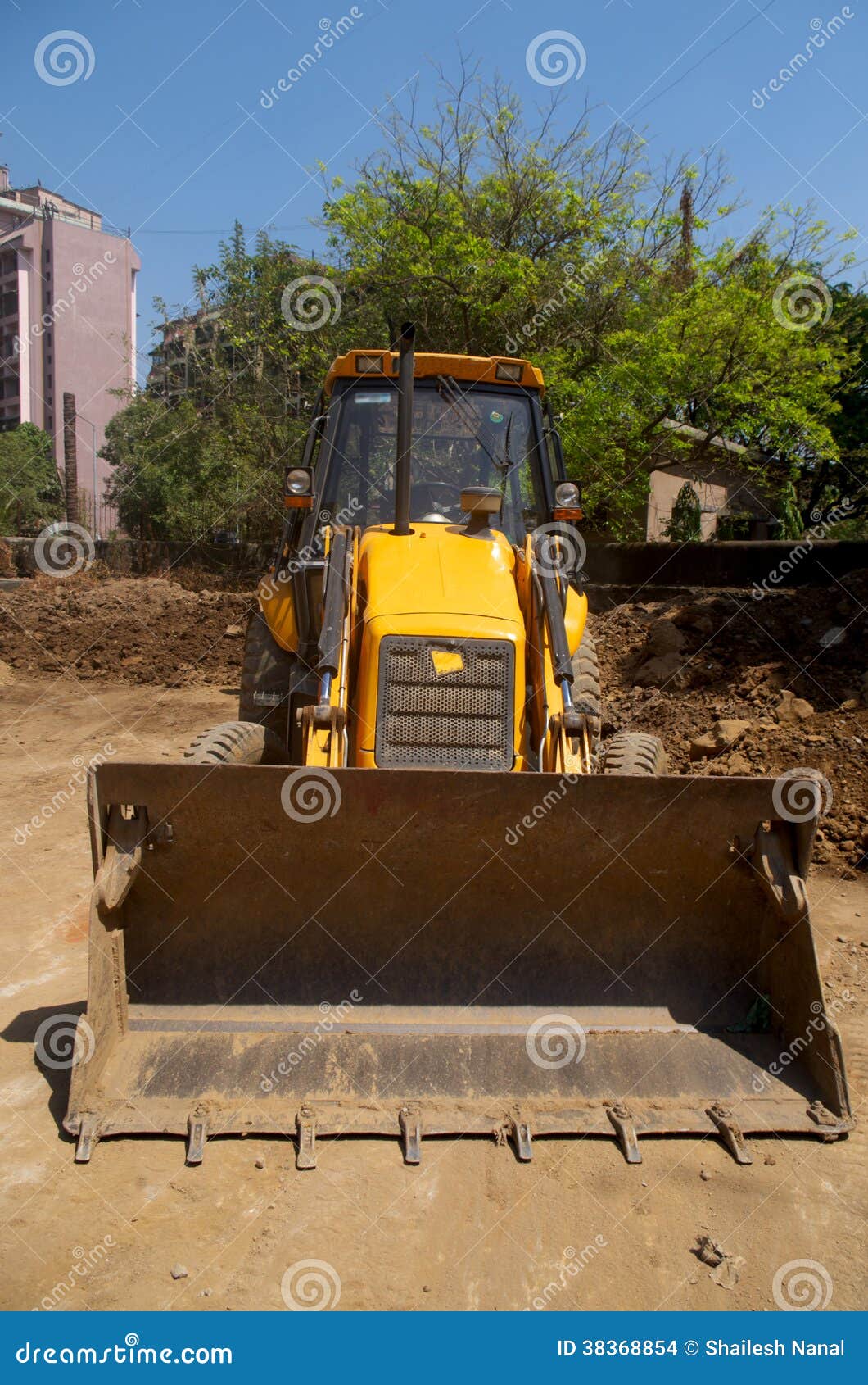 Excavator Loader with Backhoe Front View Stock Photo - Image of ...