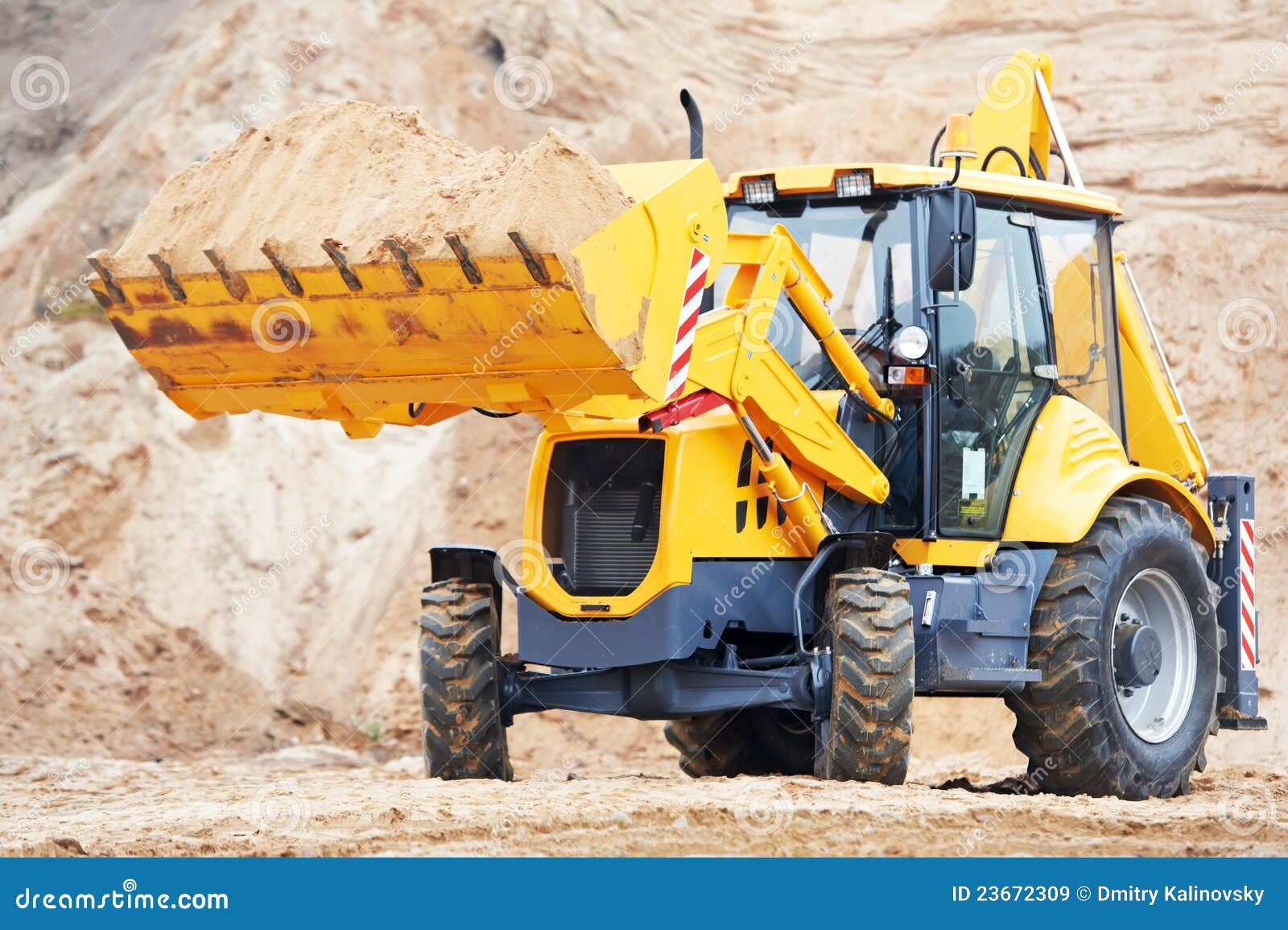 Excavator Loader with Backhoe Works Stock Image - Image of construction ...