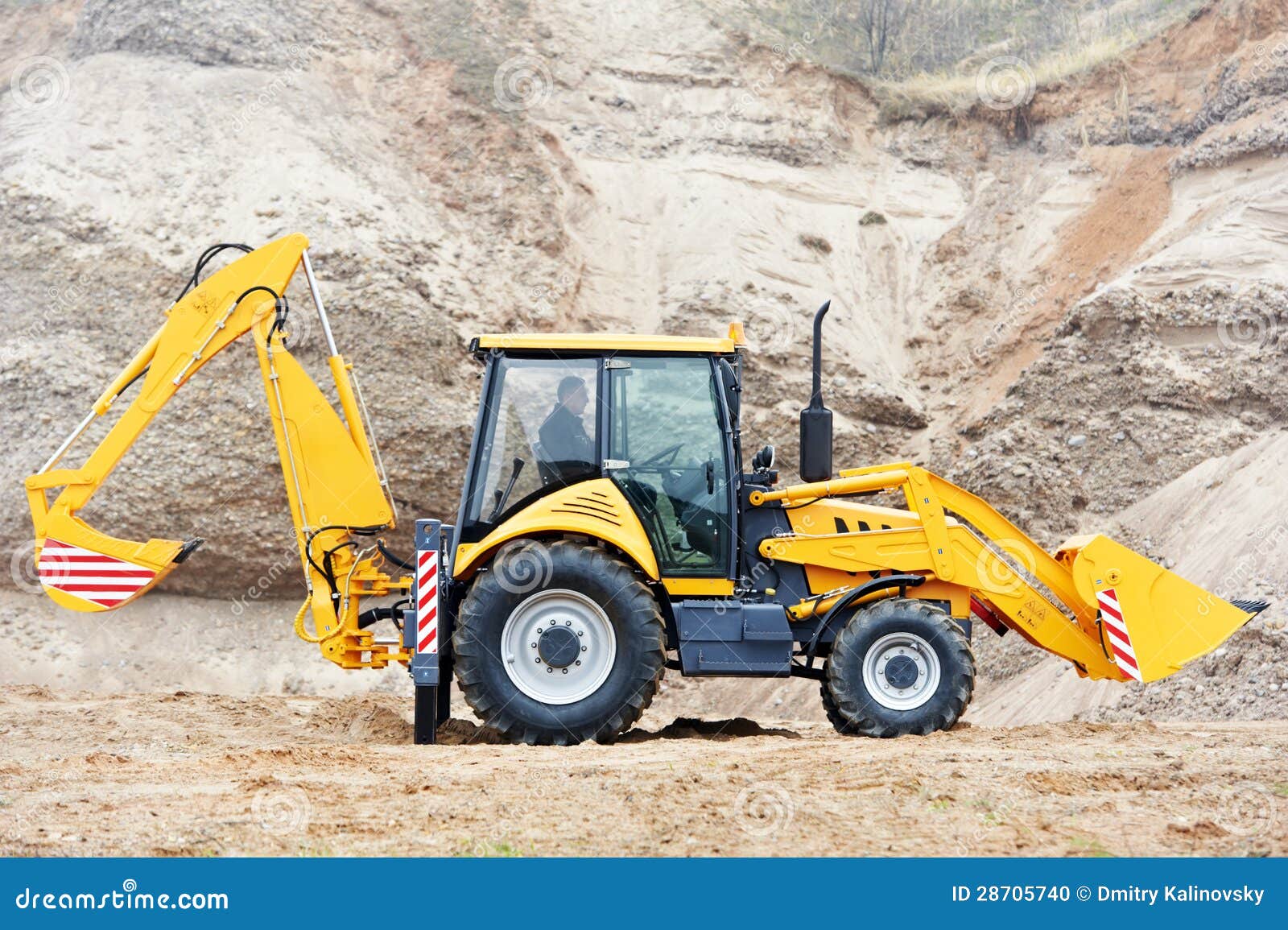 Excavator Loader with Backhoe Works Stock Photo - Image of industry ...