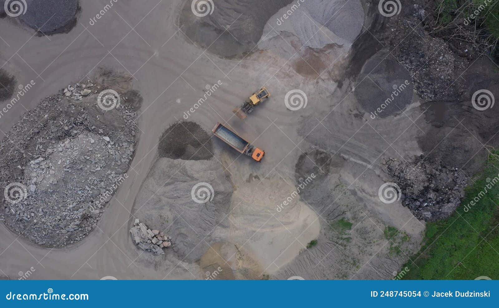 Excavator Loader with Backhoe Works.Aerial View Stock Footage - Video ...