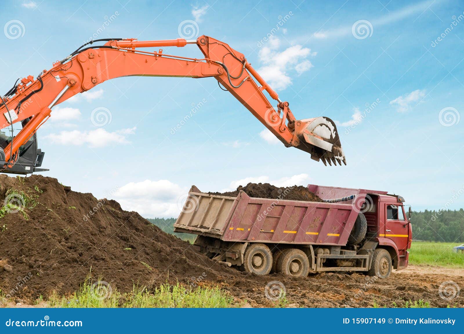 Excavator Loader and Dumper Truck Stock Image - Image of earthmover ...