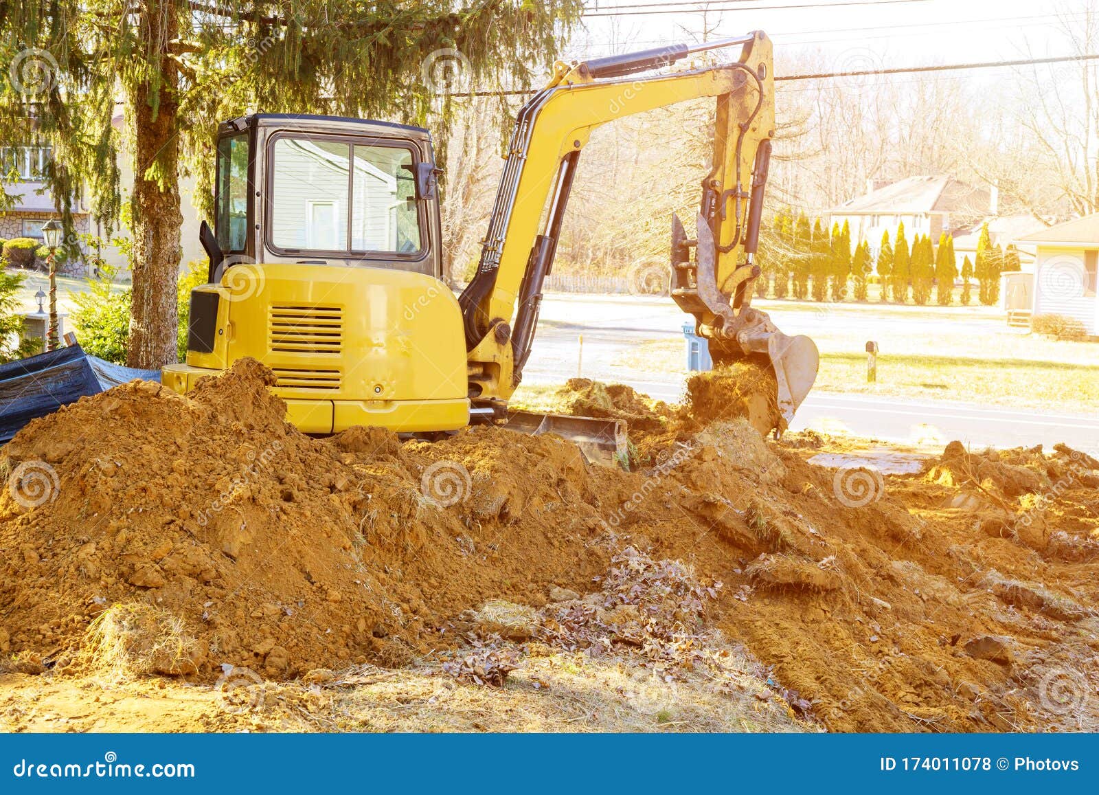 Excavator Loader at Earth Moving Works Stock Photo - Image of vehicle ...