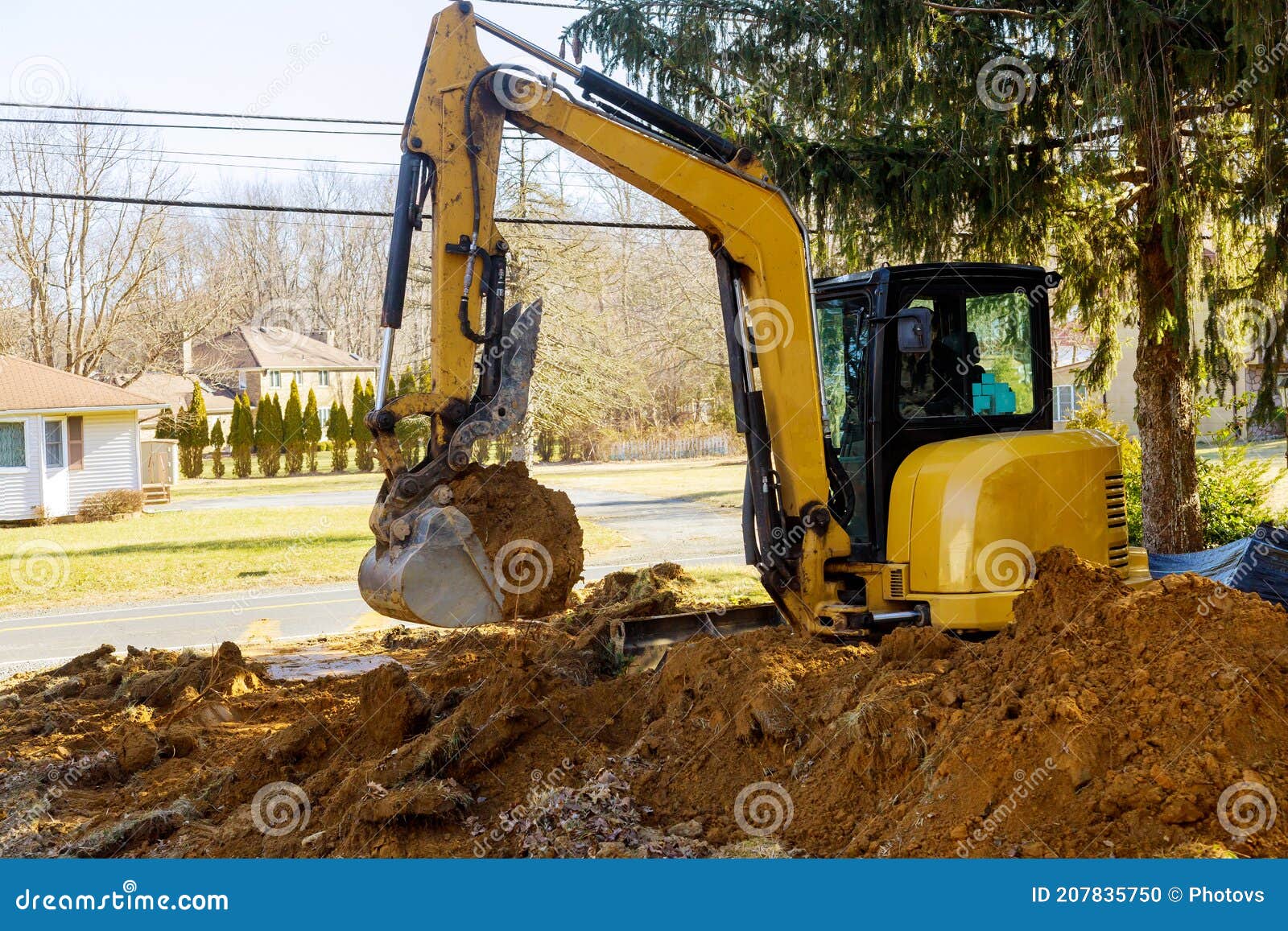 Excavator Loader at Earth Moving Works Stock Photo - Image of shovel ...