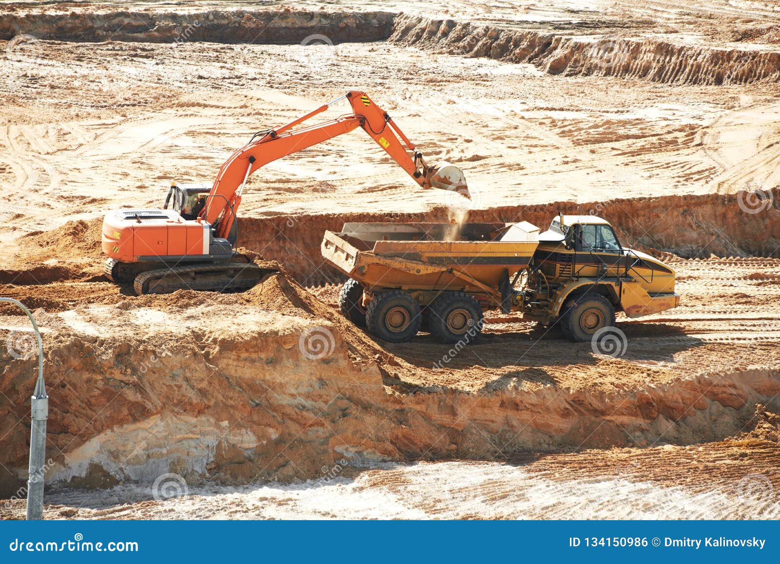 Excavator Loader at Earth Moving Works Stock Photo - Image of tractor ...