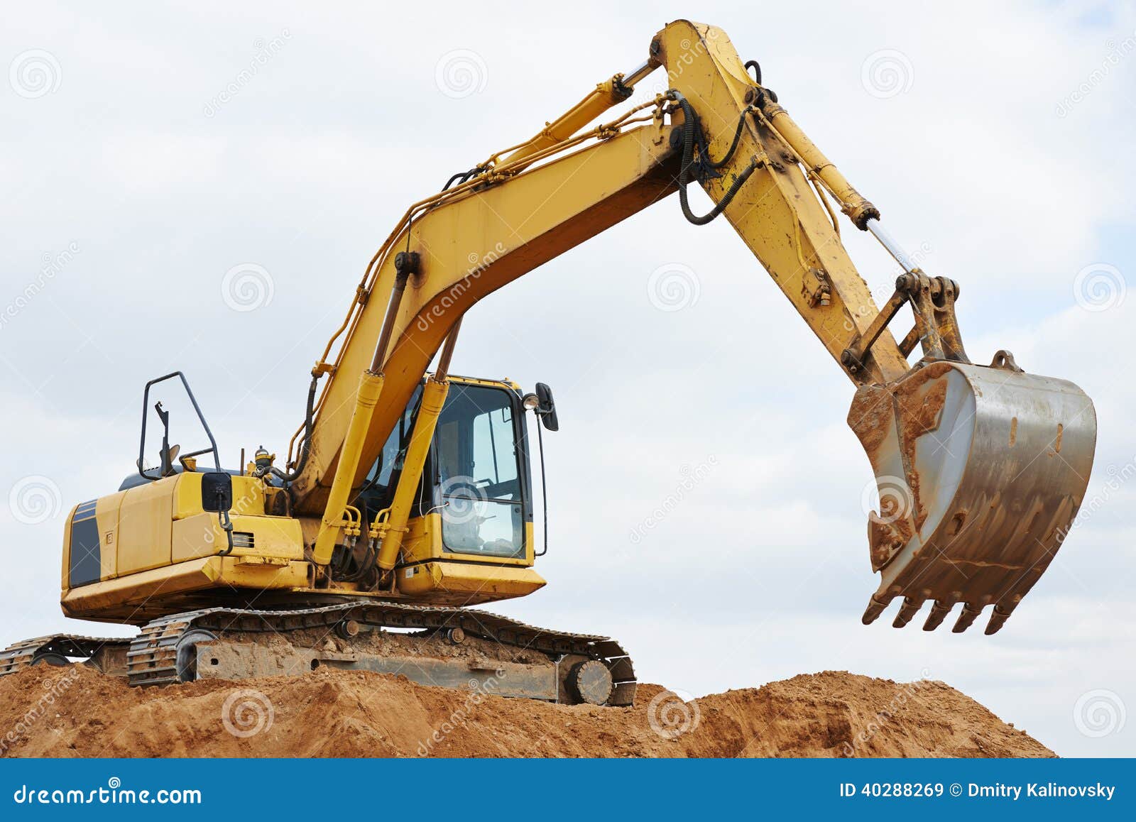 Excavator Loader at Earthmoving Works Stock Image - Image of loading ...