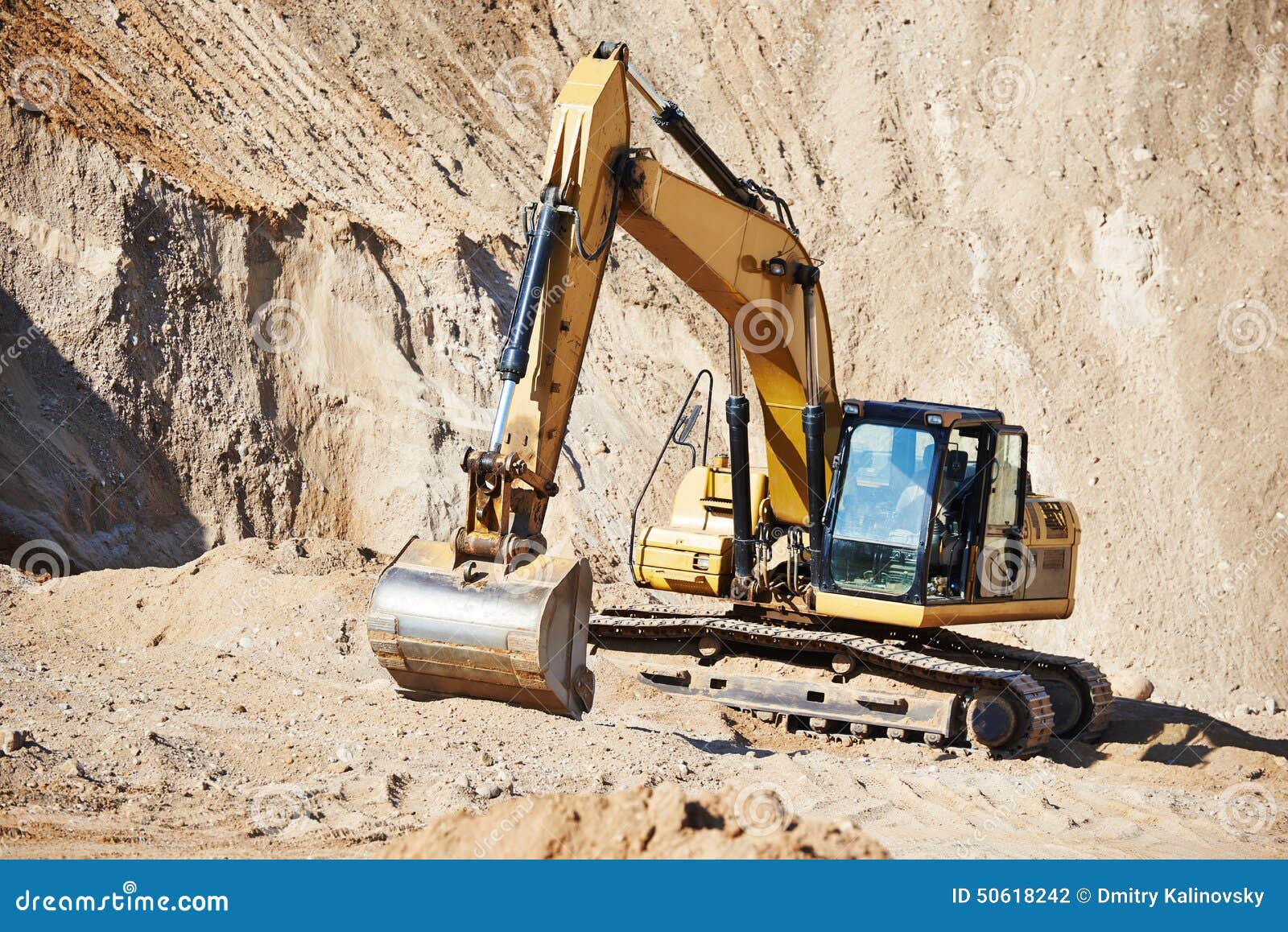 Excavator Loader at Earthmoving Works Stock Photo - Image of earth ...
