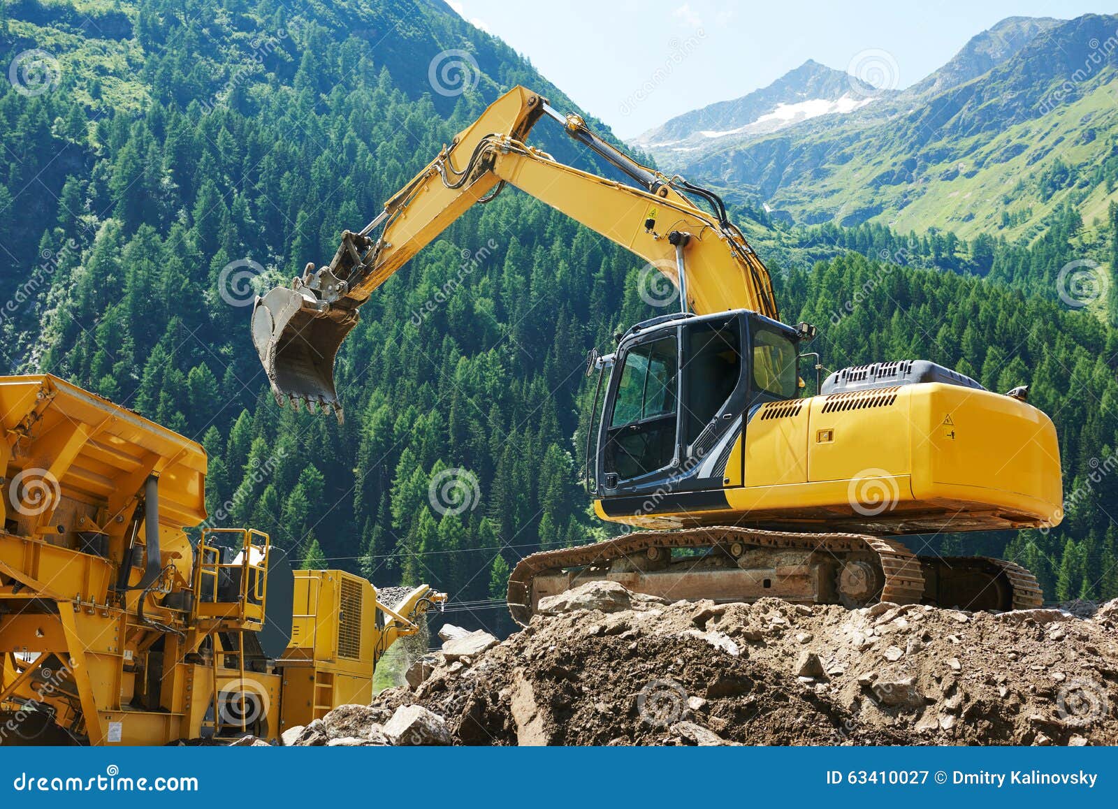 Excavator Loader Machine at Construction Site Stock Image - Image of ...