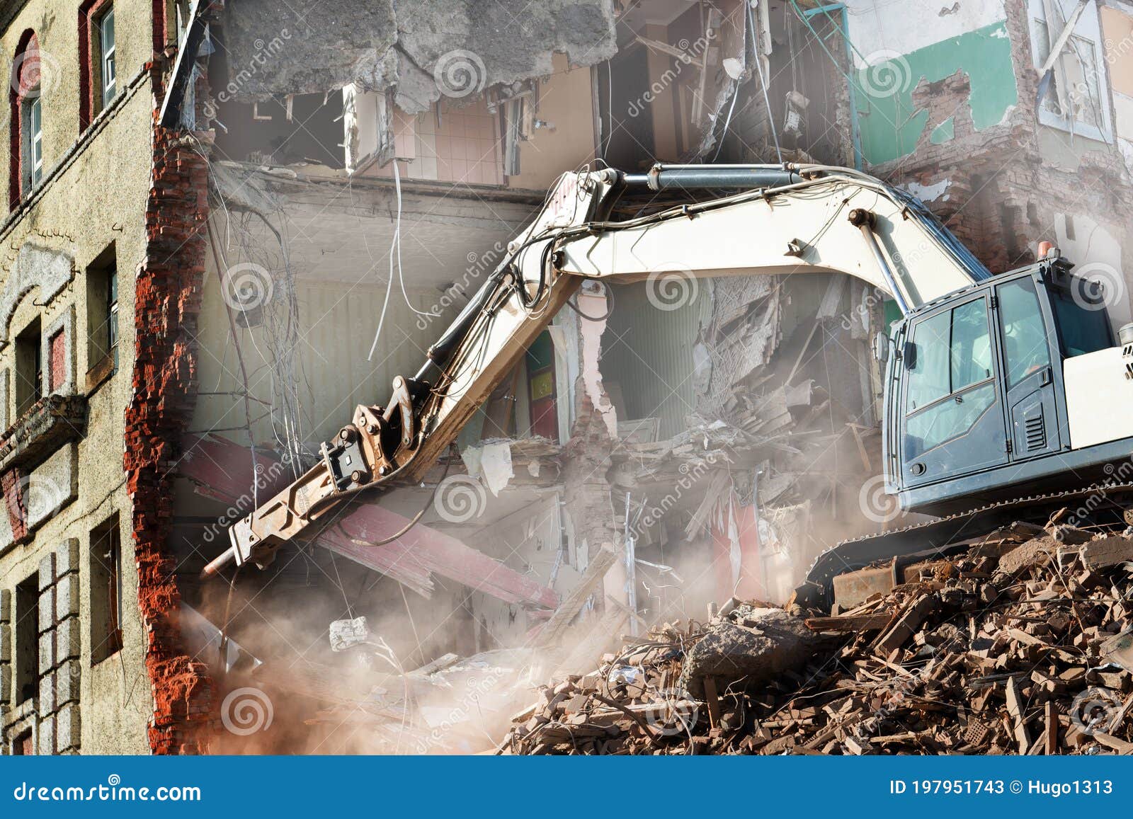 Excavator Loader Machine at Demolition Construction Site Editorial ...