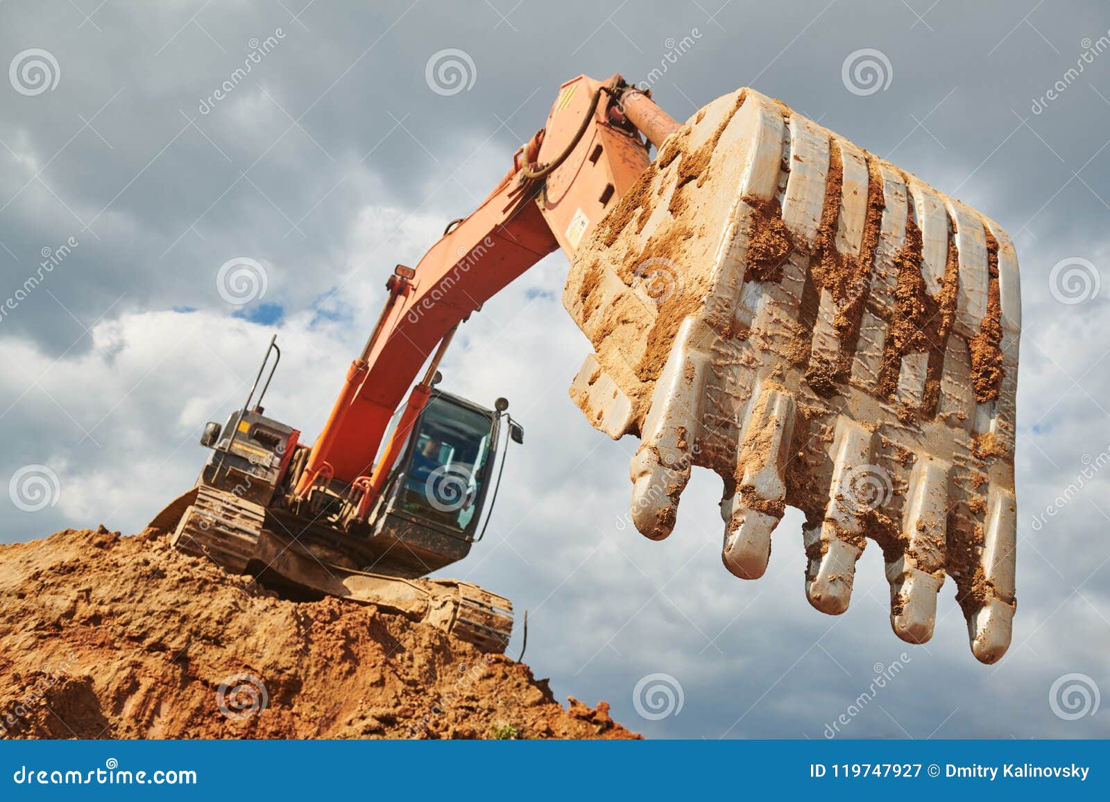 Excavator Loader Machine Earthmoving Soil at Construction Site Stock ...