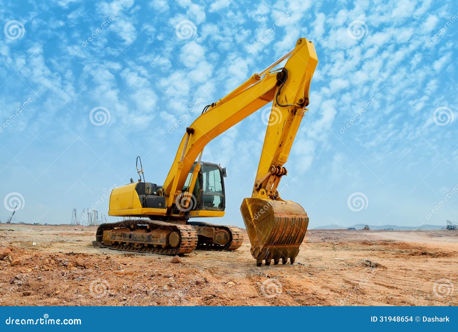 Excavator Loader Machine during Earthmoving Stock Photo - Image of lift ...
