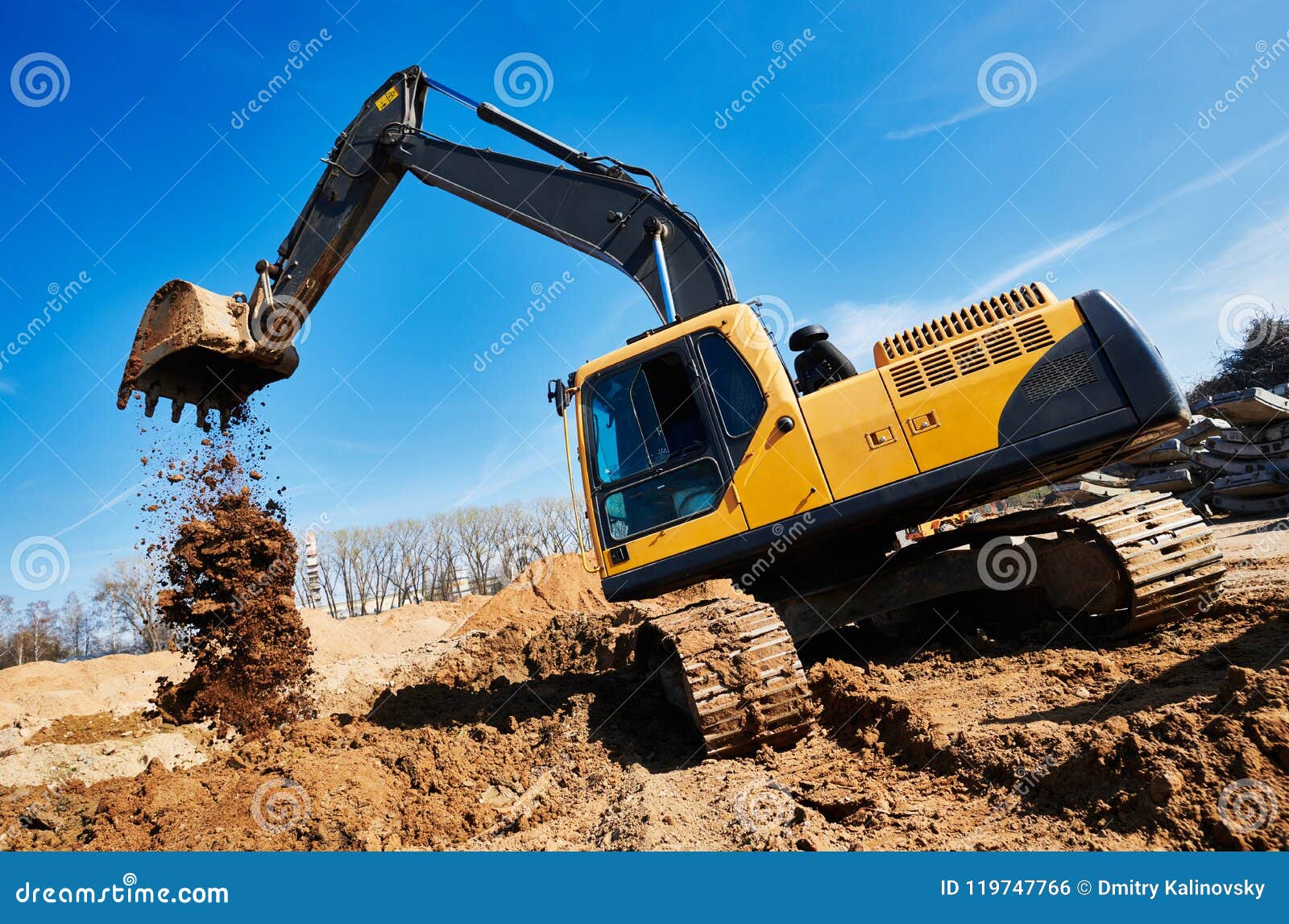 Excavator Loader Machine at Construction Site Stock Photo - Image of ...