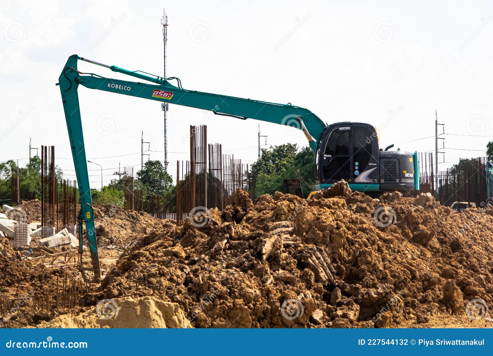 Excavator Loader Machine Works at Construction Site Editorial ...