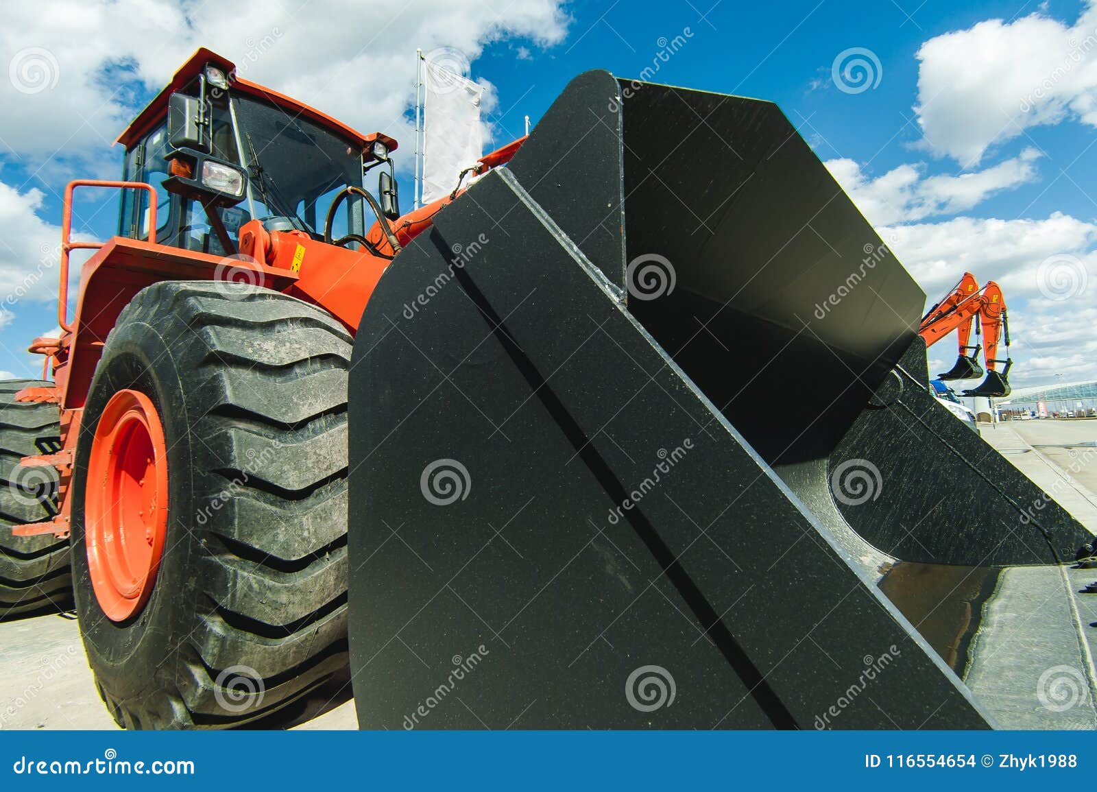 Excavator Loader Machine. Side View of Front Hoe Loader. Industrial ...