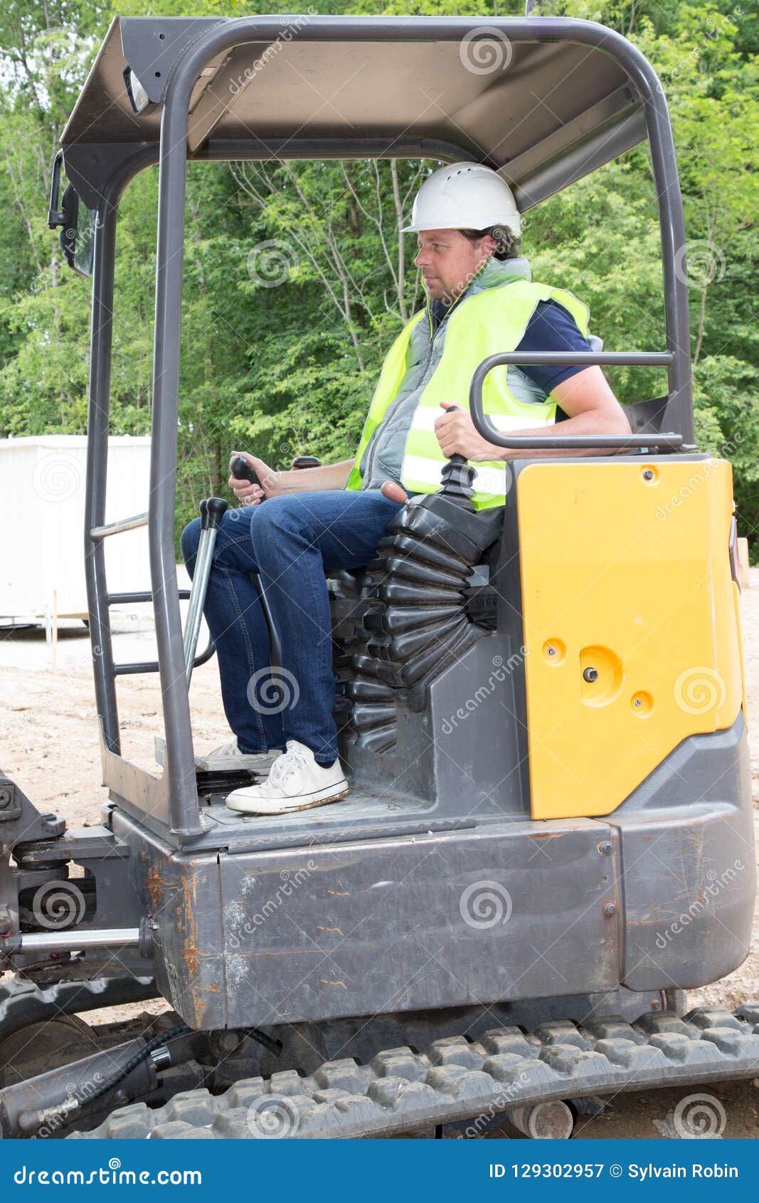 Construction Worker with Forklift Truck Stock Image - Image of people ...