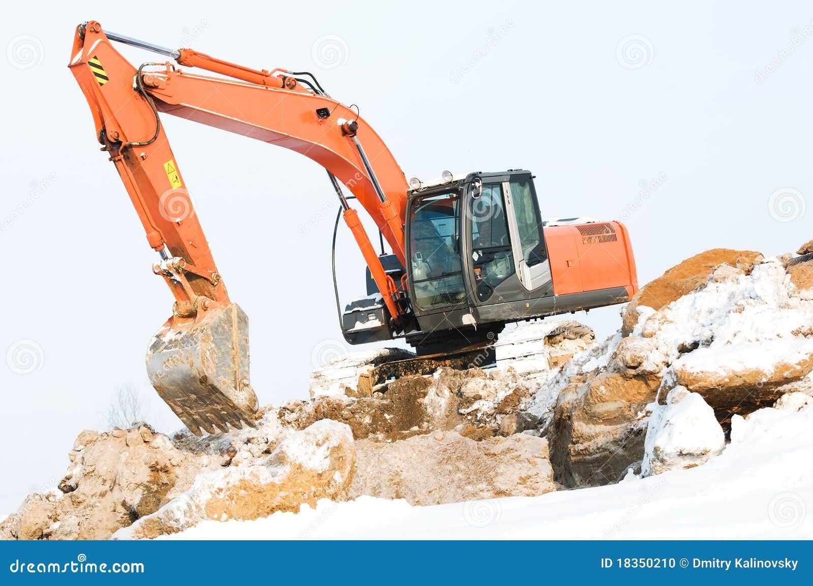 Excavator Loader Machine. Side View Of Front Hoe Loader. Industrial ...