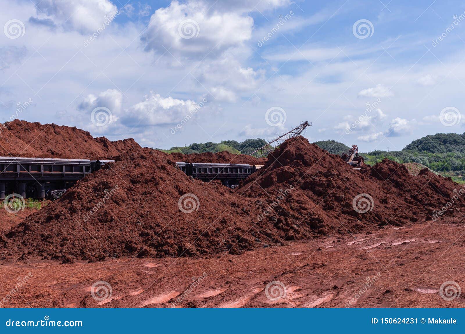 Excavator Loading Clay To the Train Stock Image - Image of industrial ...