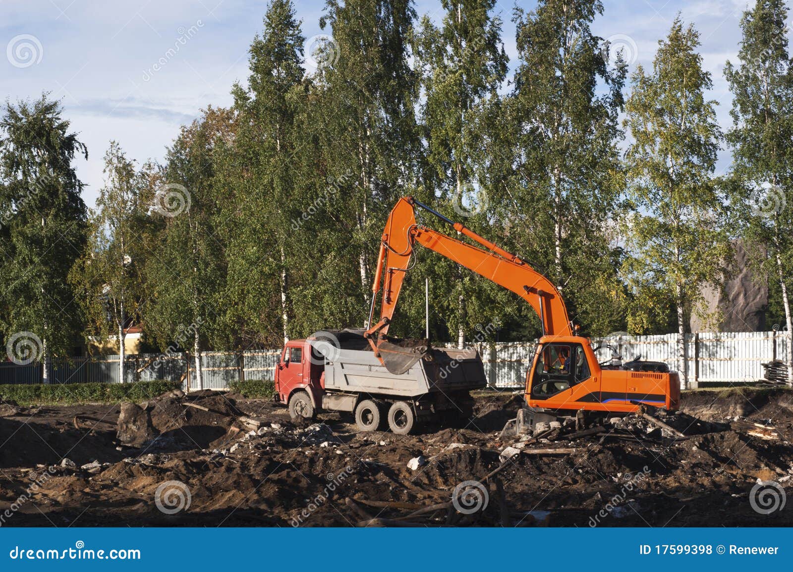 Excavator Loading the Dump Truck Stock Photo - Image of load, work ...