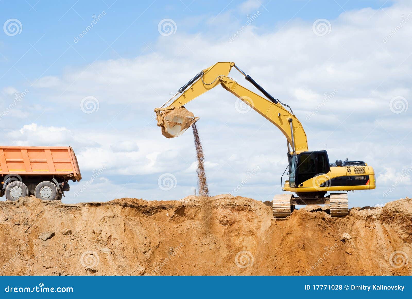 Excavator Loading Dumper Truck Stock Photo | CartoonDealer.com #17771028