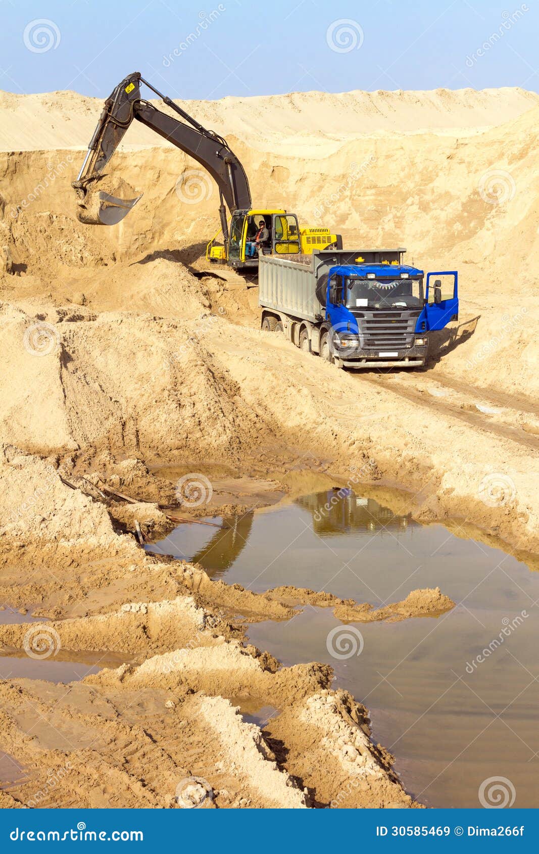 Excavator Loading Dumper Truck Stock Image - Image of bulldozer ...