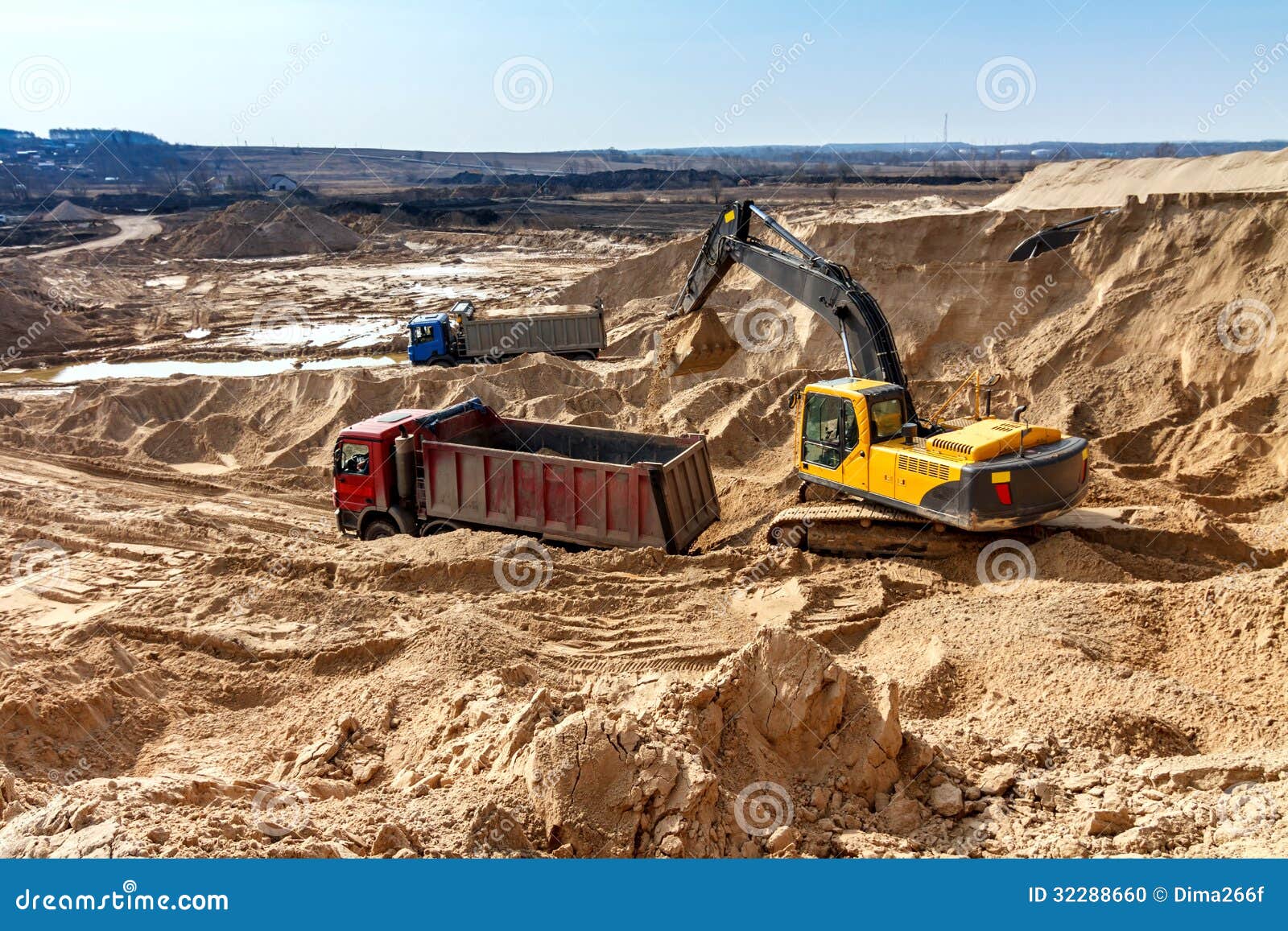 Excavator Loading Dumper Truck Stock Photo - Image of earth, activity ...