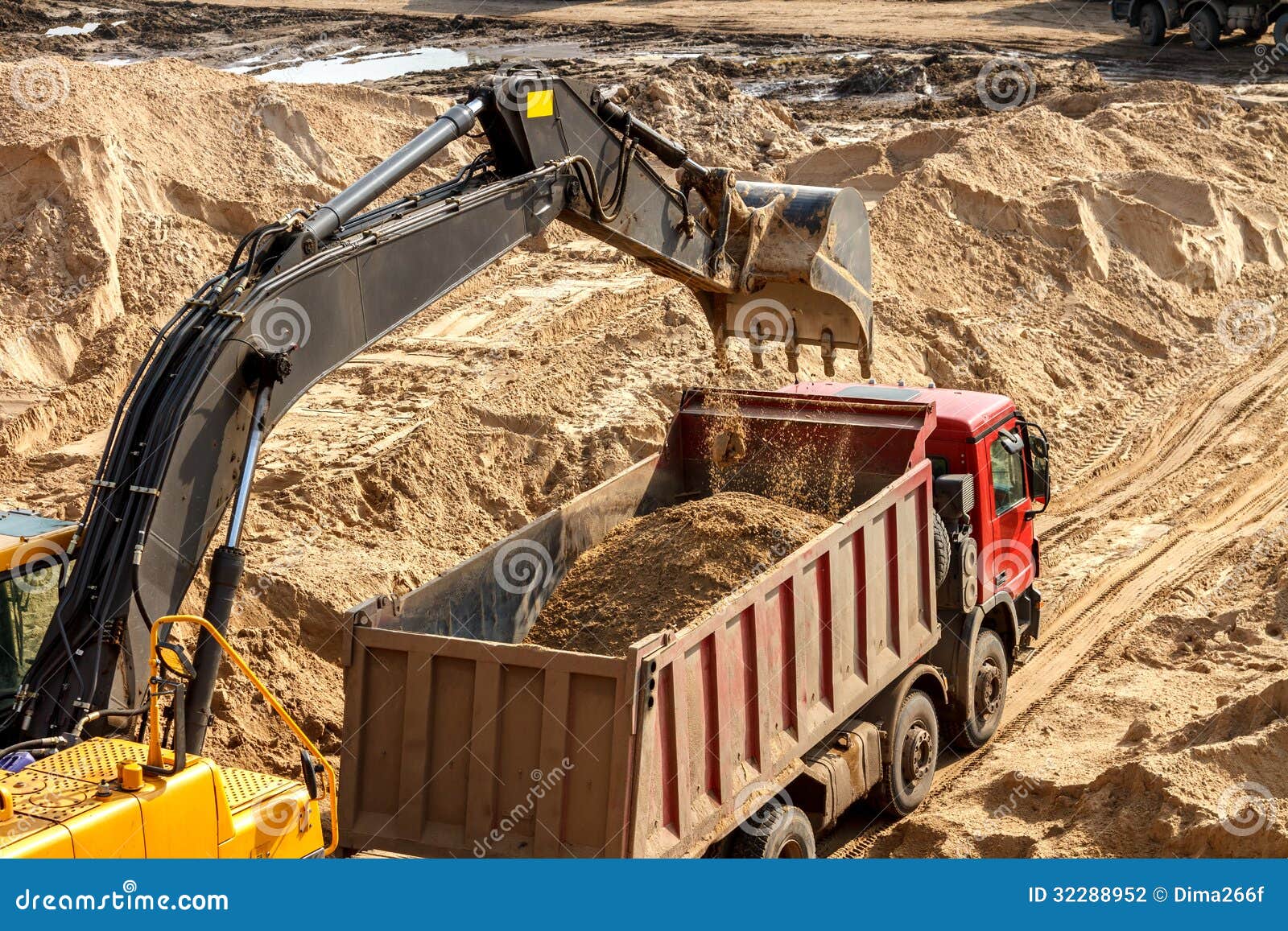 Excavator Loading Dumper Truck Stock Photo - Image of vehicle ...