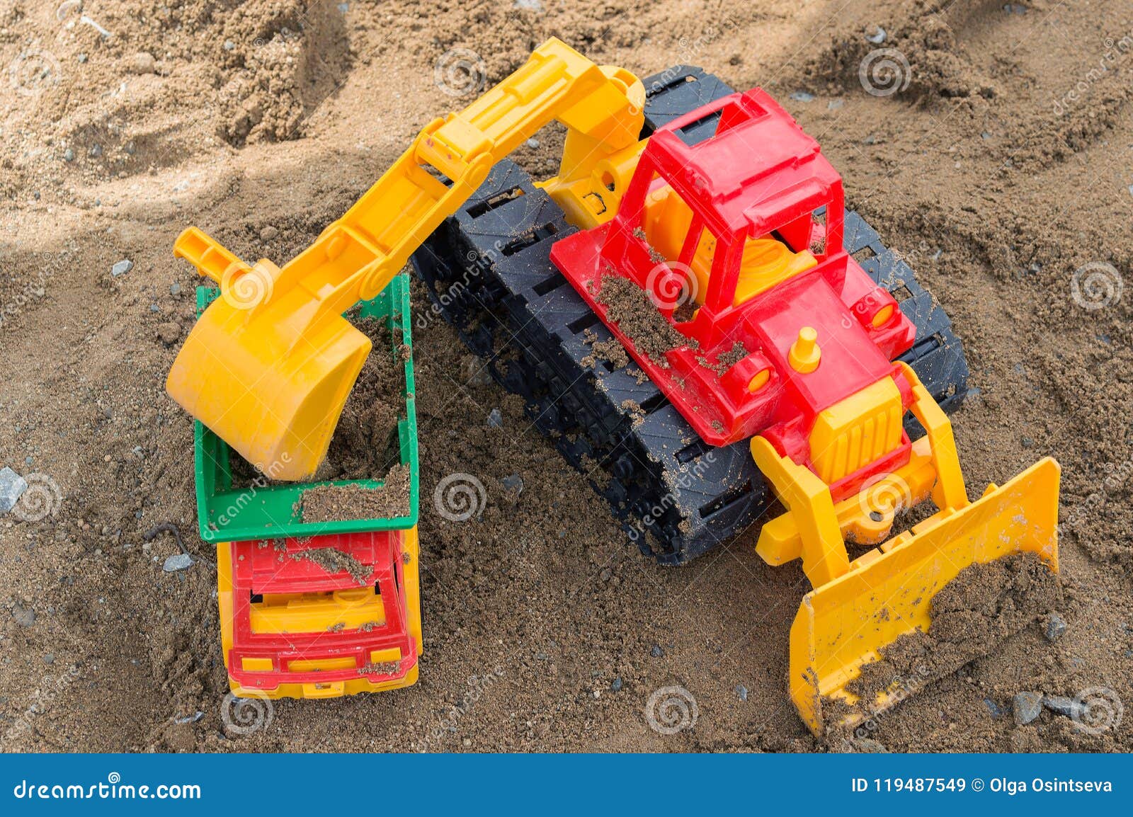 Excavator Loading Dumper Truck with Sand Stock Image - Image of ...