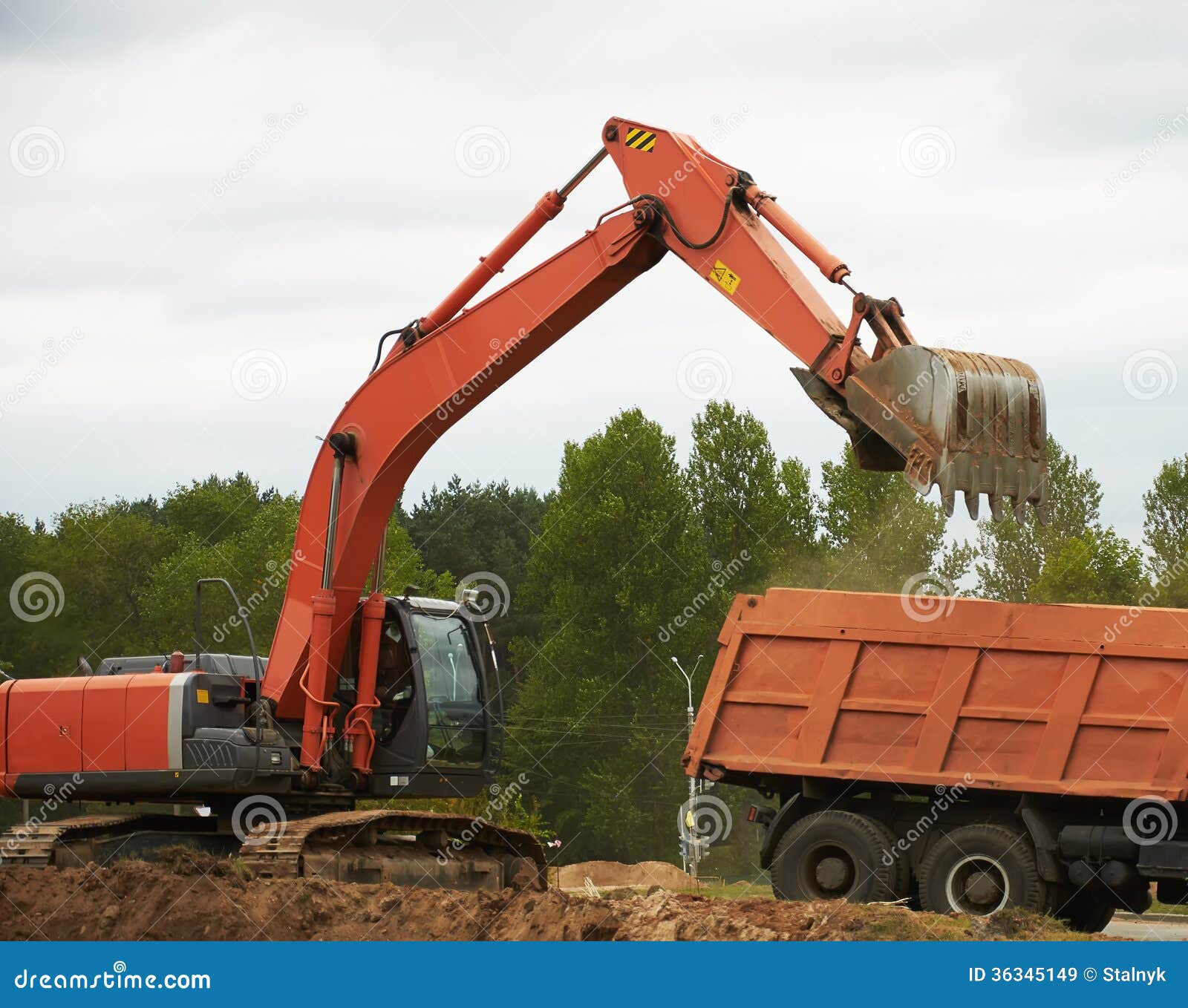 Excavator Loading Dumper Truck Stock Image - Image of freight ...