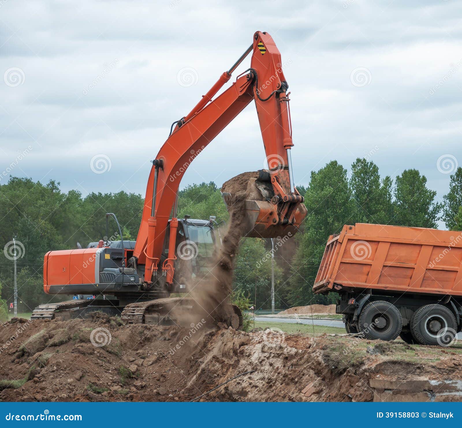 Excavator Loading Dumper Truck Stock Image - Image of machine, mining ...