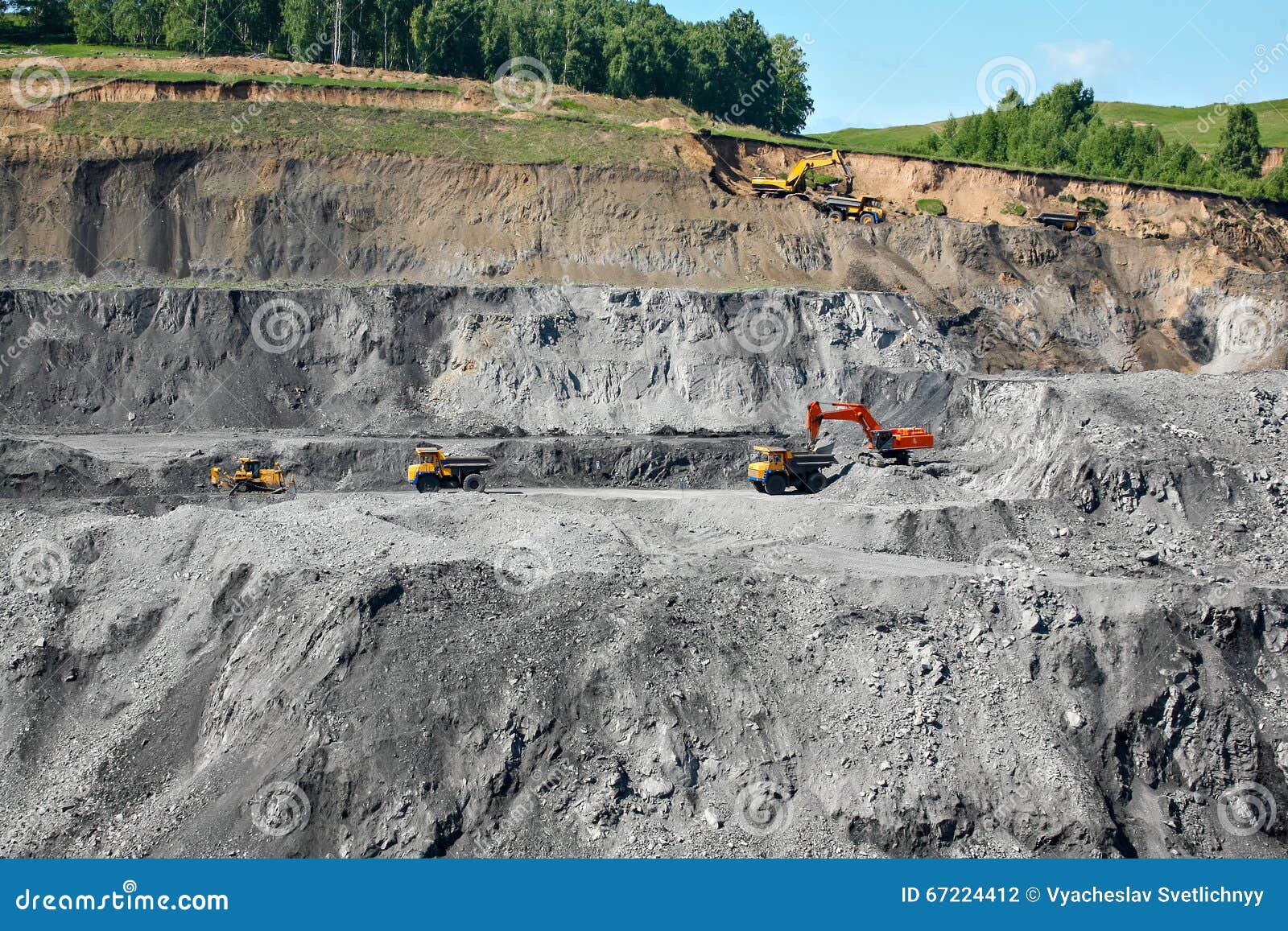 Excavator Loading Mining Truck Stock Photo - Image of dirty, equipment ...