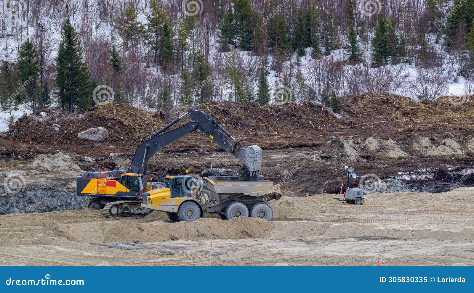 Excavator Loading Soil into a Dumper Stock Image - Image of dirt ...