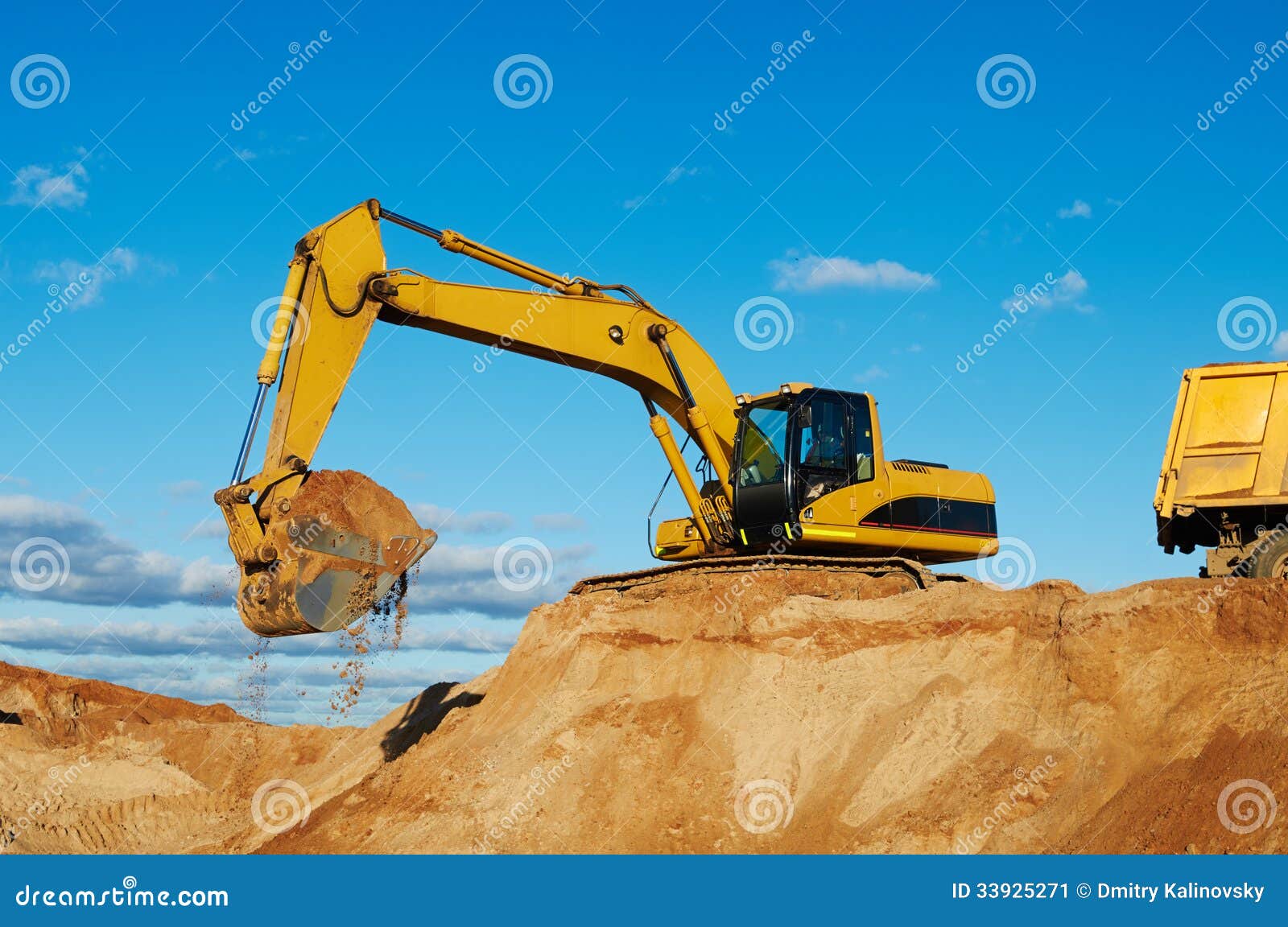 Excavator Loading Tipper Dumper Stock Image - Image of excavator ...