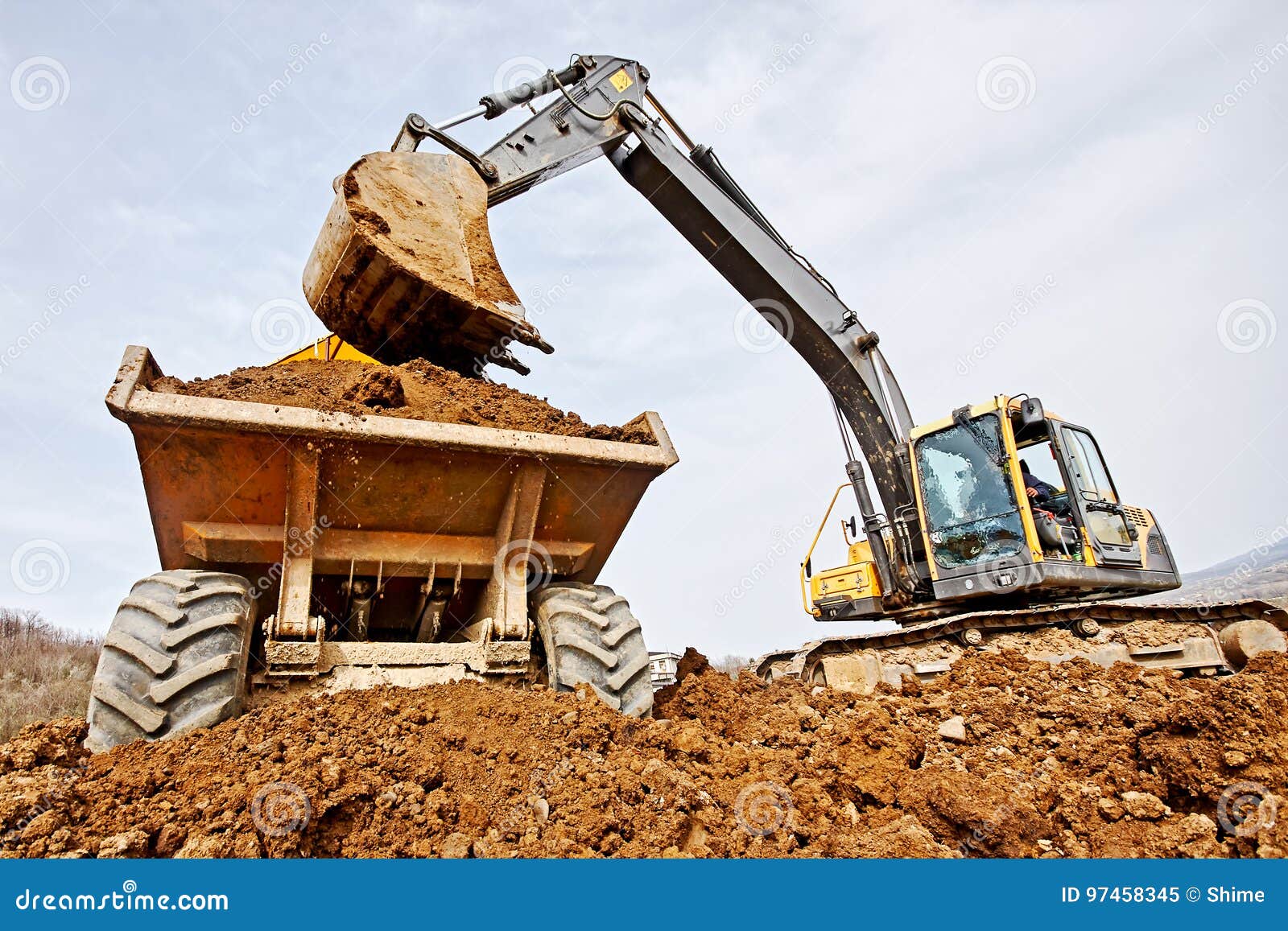 Excavator loading stock image. Image of industrial, mining - 97458345