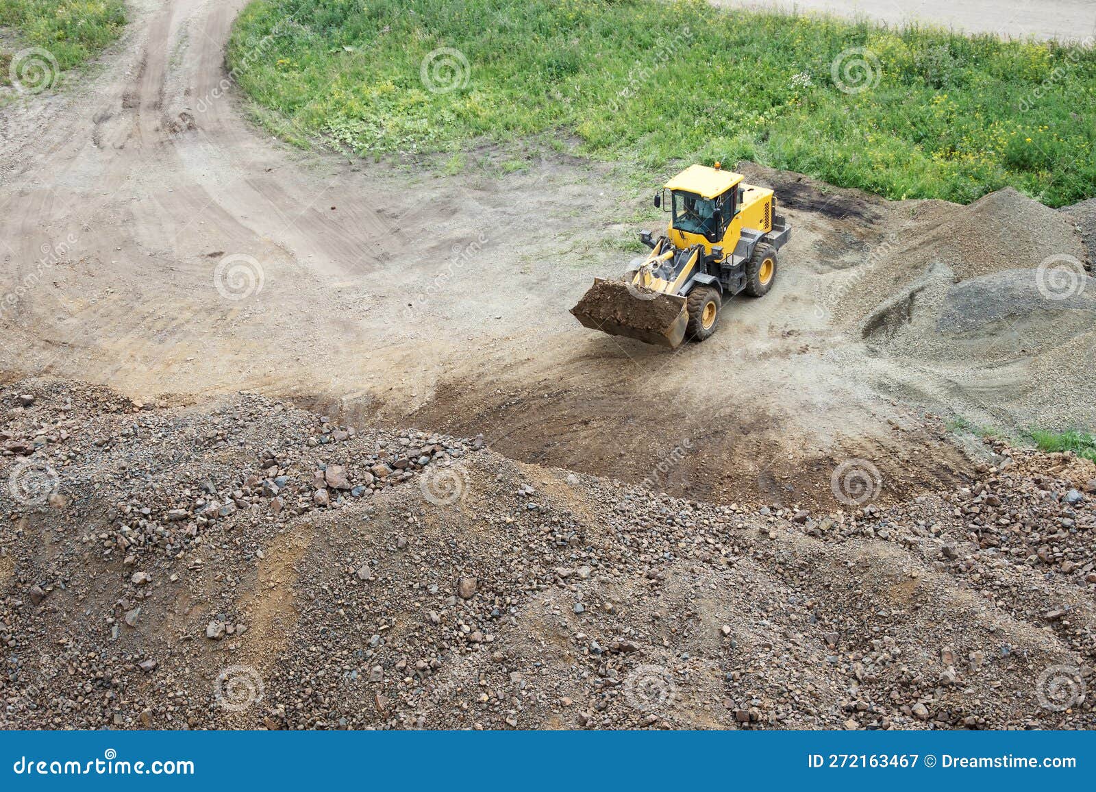 Excavator Loads Crushed Stone into Dump Truck Stock Image - Image of ...