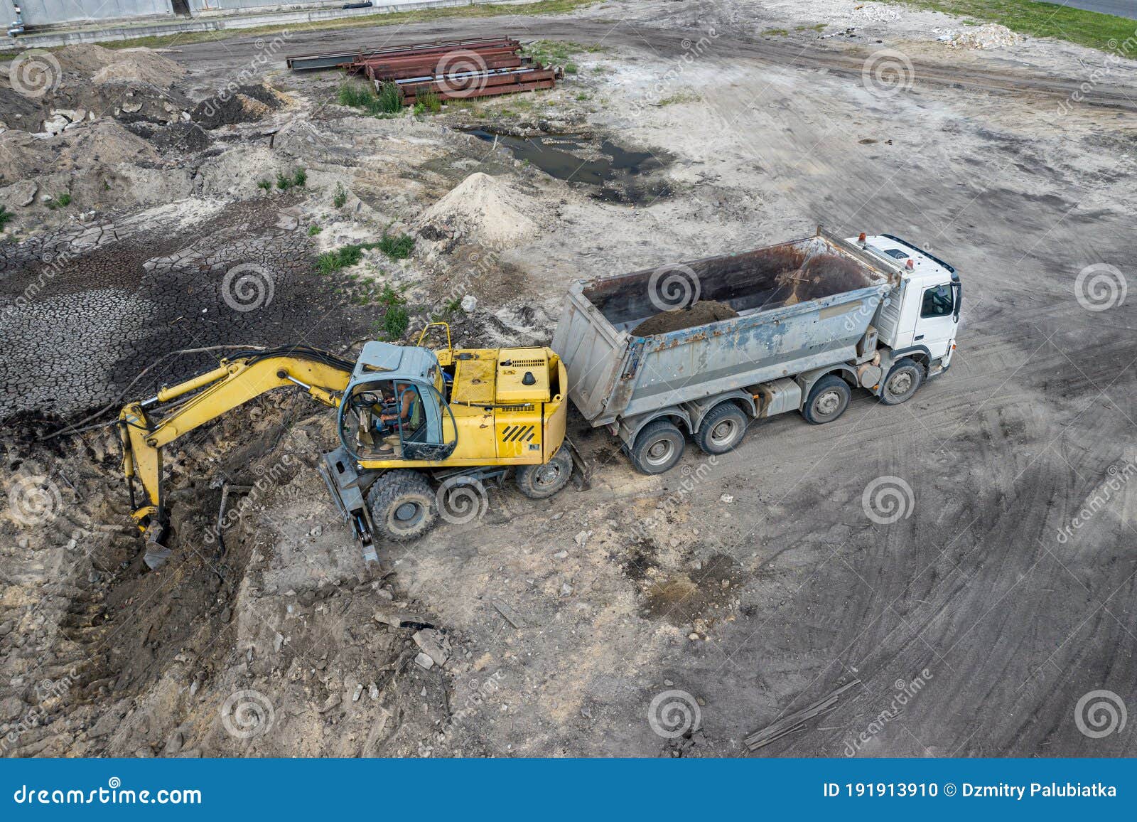 Excavator Loads Sand into a Truck Stock Photo - Image of dumper, loads ...