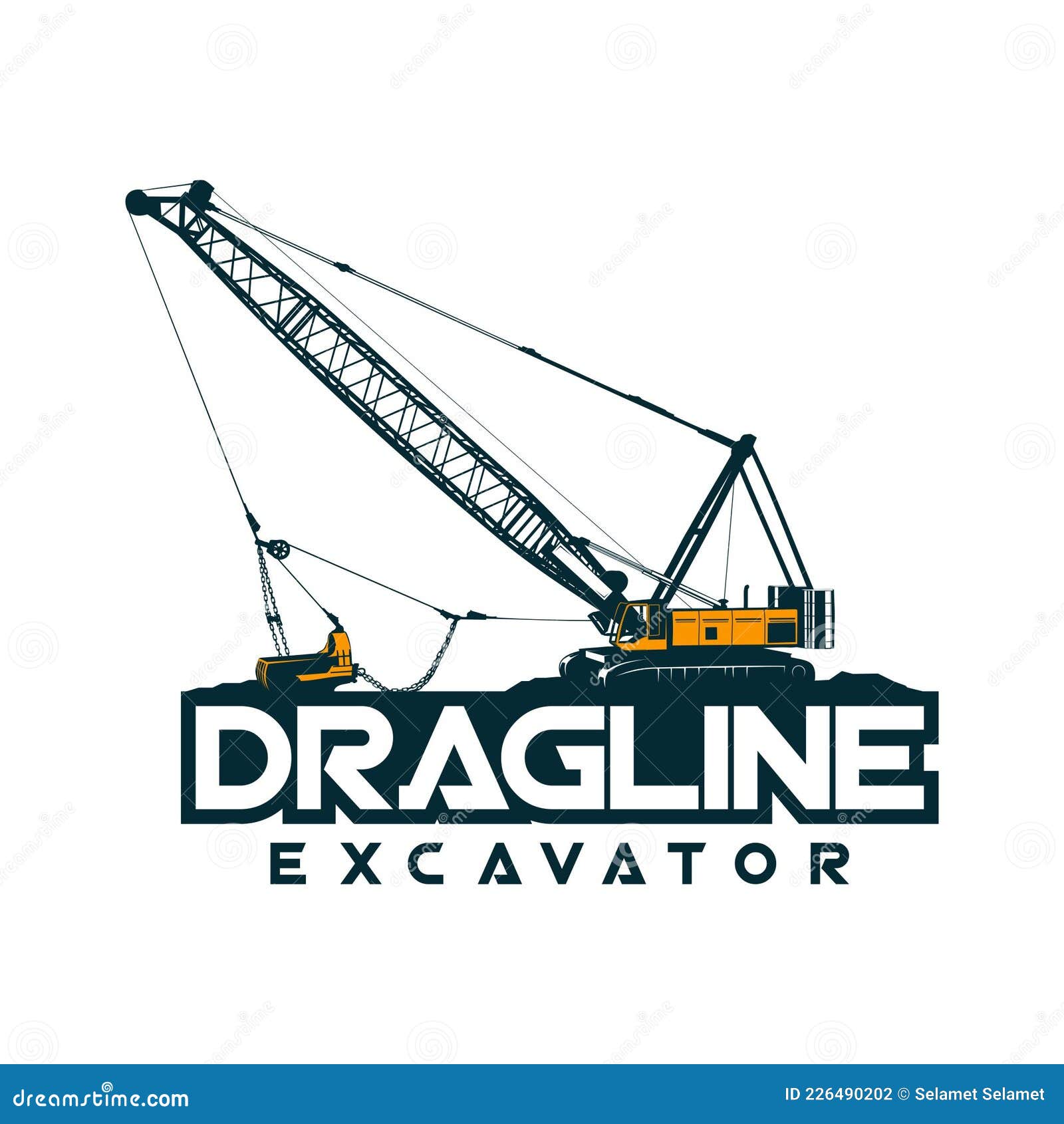 Excavator Dragline Logo Perfect for Logos and Stickers Stock Vector ...