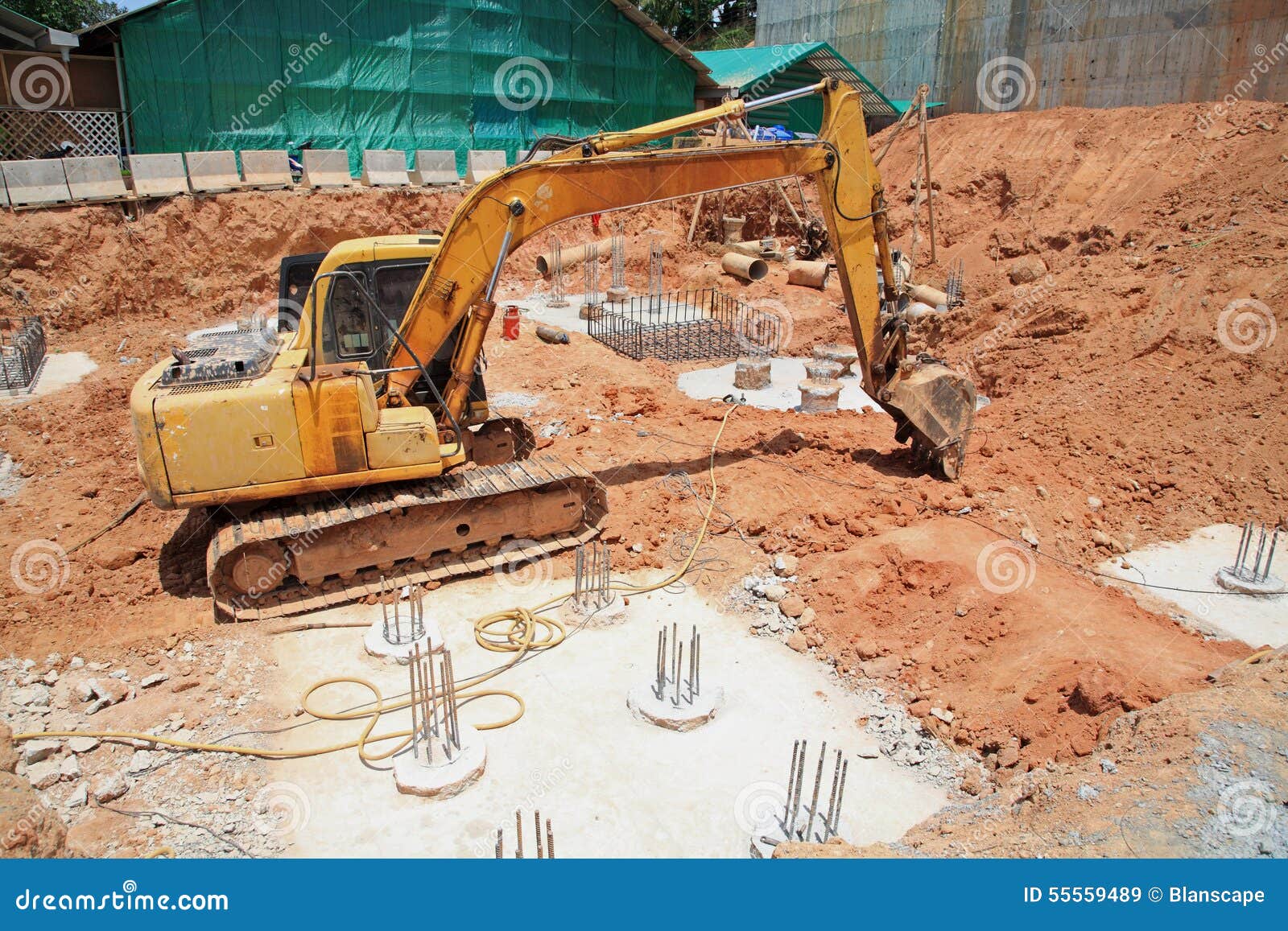 Excavator Machine on Construction Site Stock Image - Image of machine ...