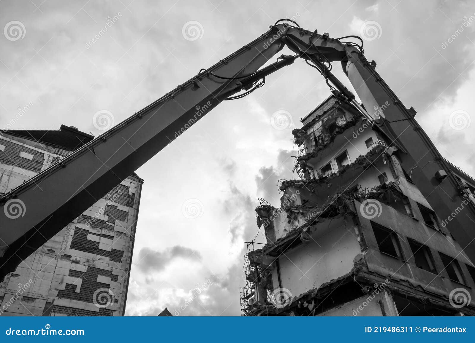 Excavator Machine and Demolition Site. Editorial Photo - Image of crane ...