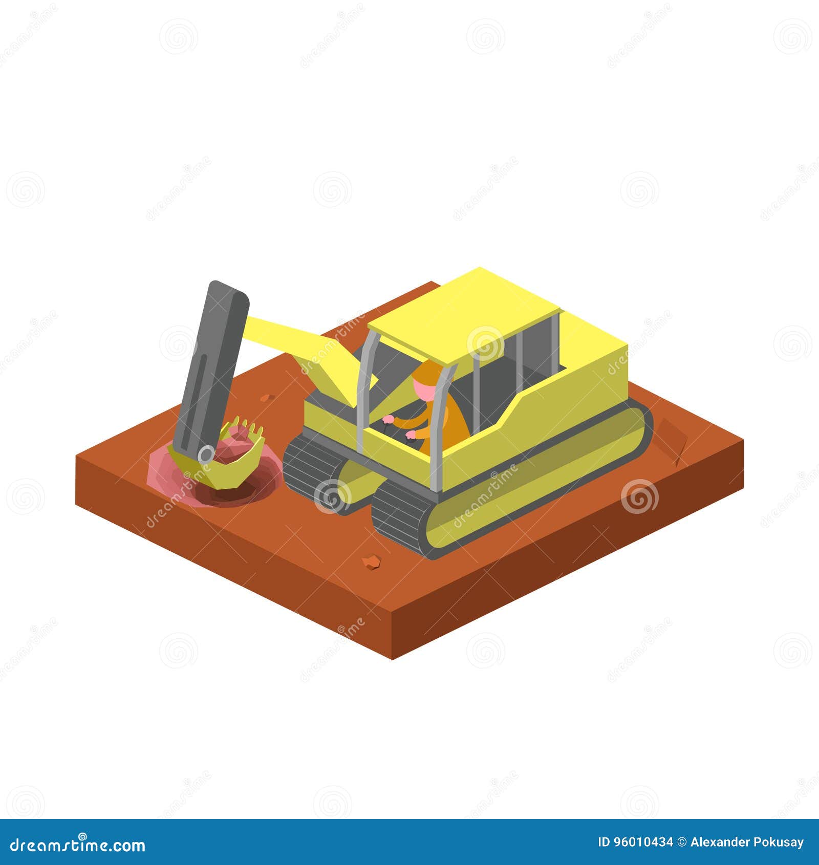 Excavator Machine Dig Ground Isometric Vector Stock Vector ...