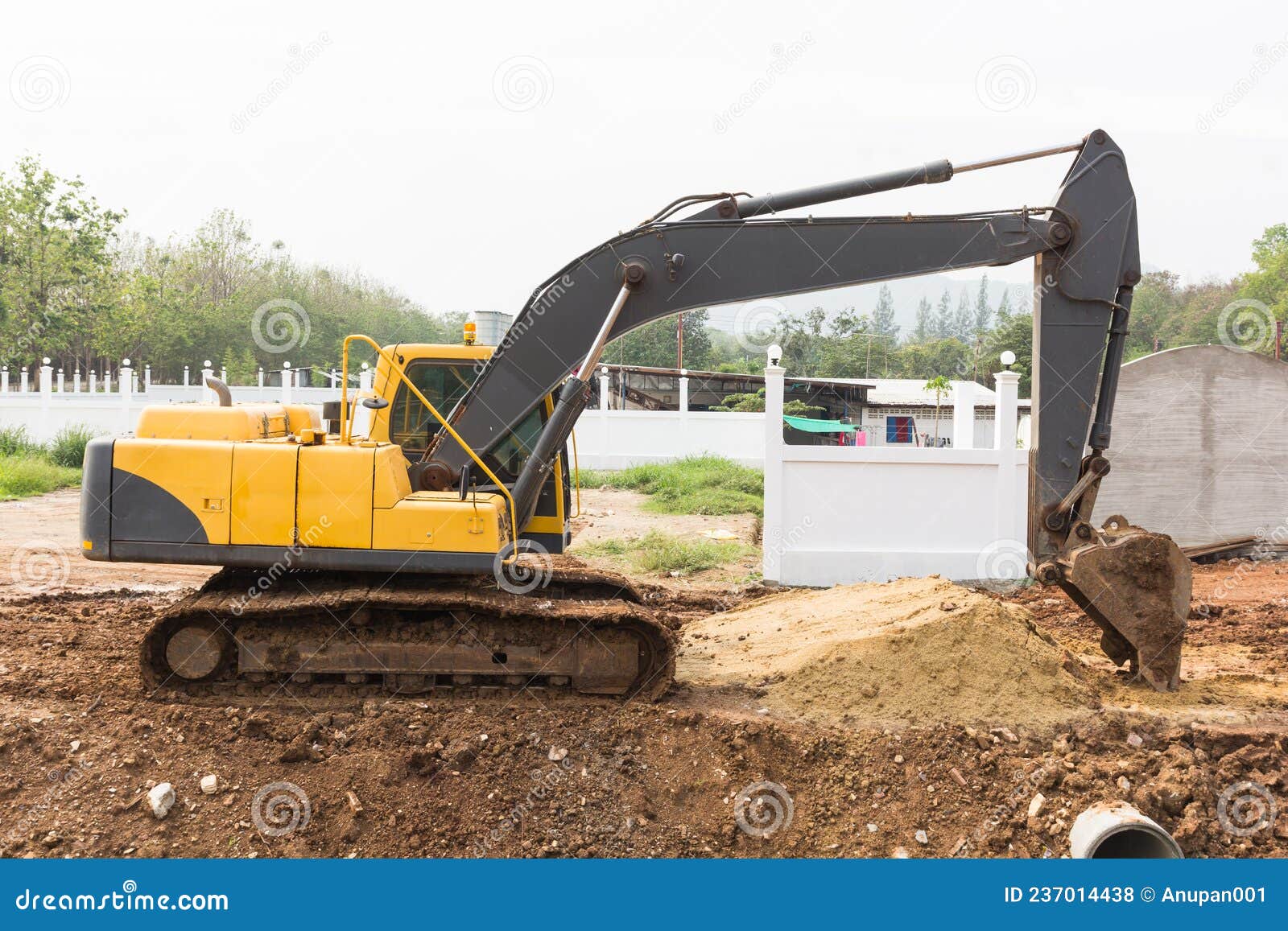 Excavator Machine Doing Earthmoving Work Stock Photo - Image of earth ...