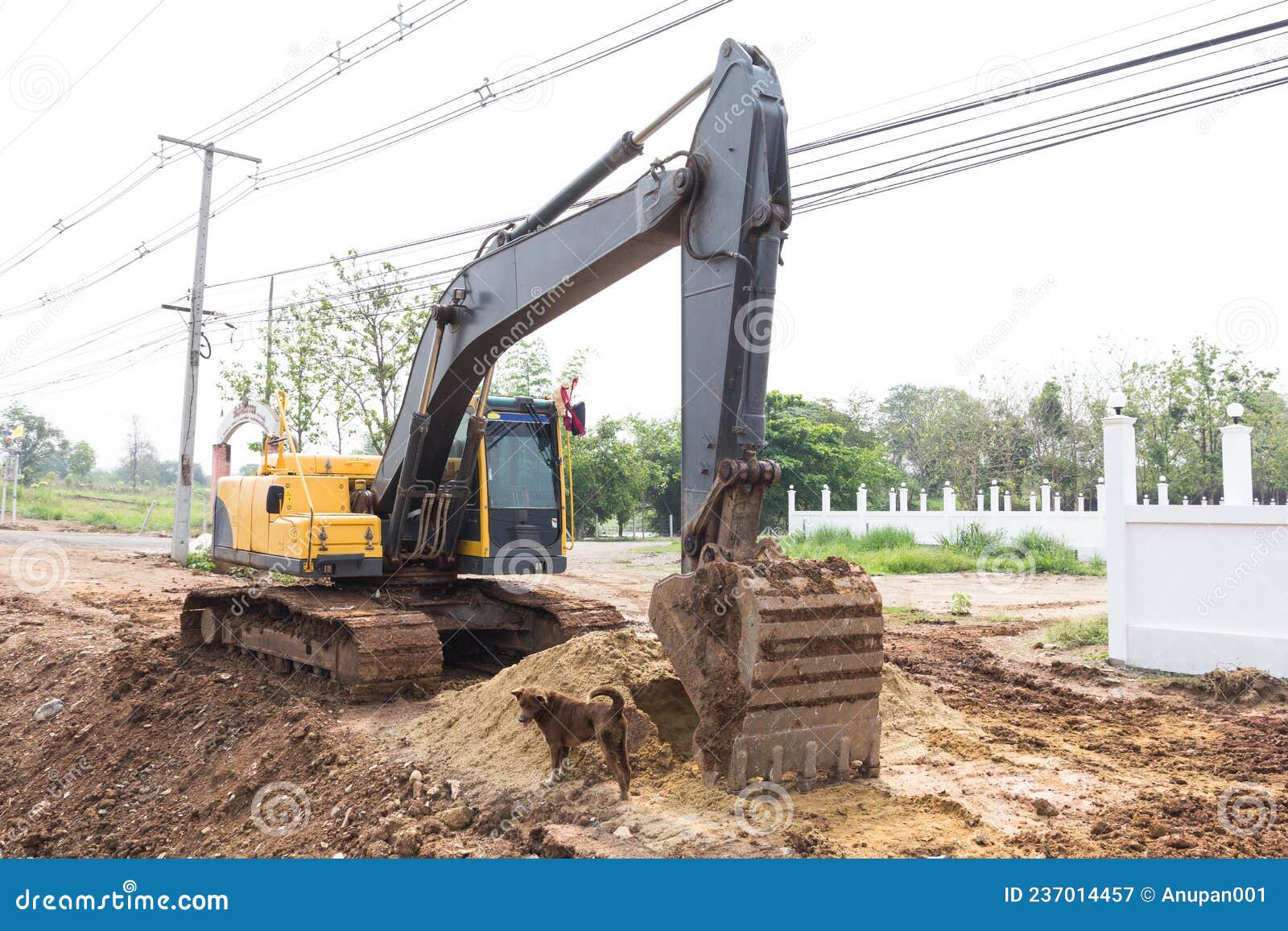 Excavator Machine Doing Earthmoving Work Stock Image - Image of digger ...