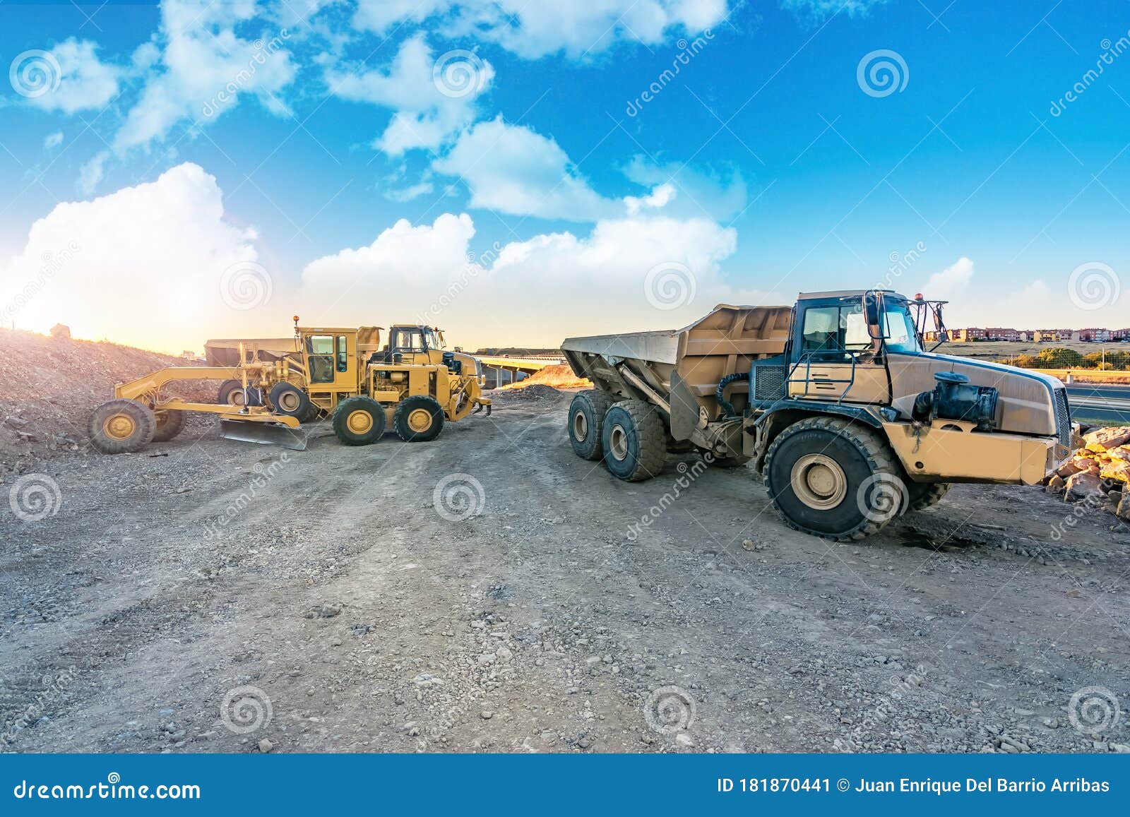 Excavator Machine Leveling the Ground with a Large Shovel Stock Image ...