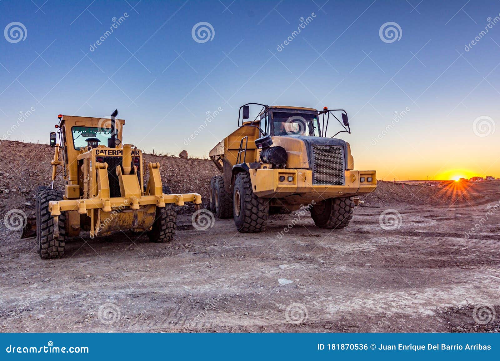 Excavator Machine Leveling the Ground with a Large Shovel Stock Photo ...