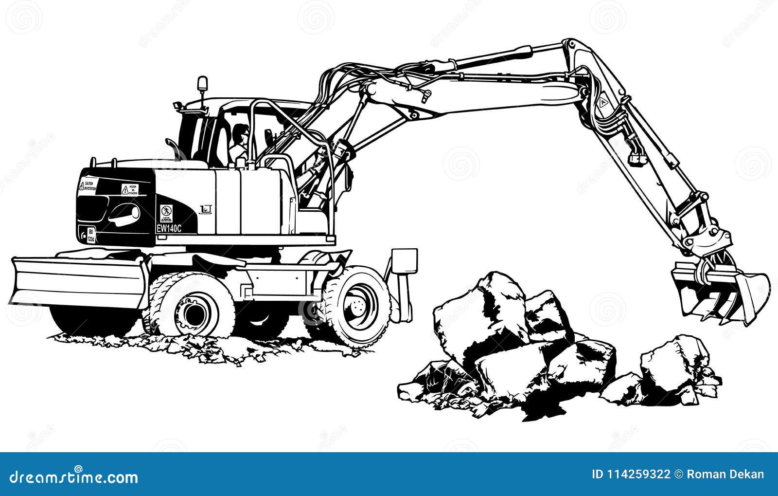 Excavator Machine in Work stock vector. Illustration of vector - 114259322
