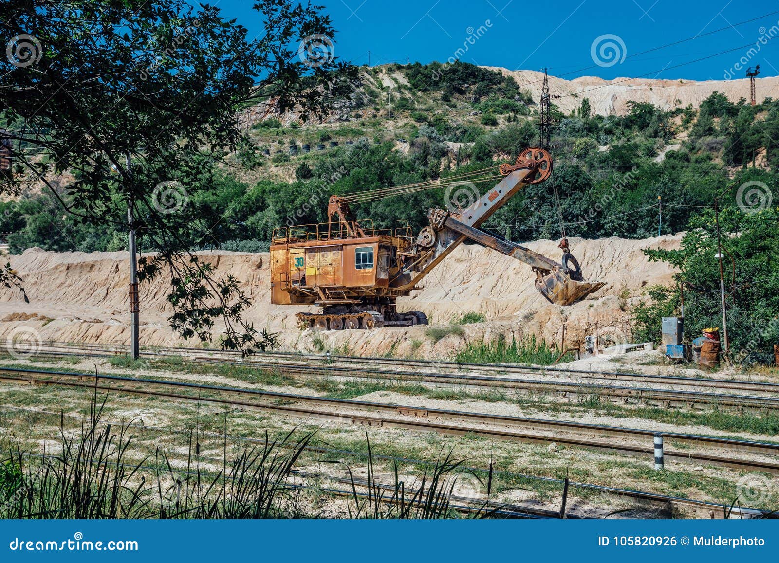 Excavator Machine Work and Dig the Sand Editorial Photo - Image of ...