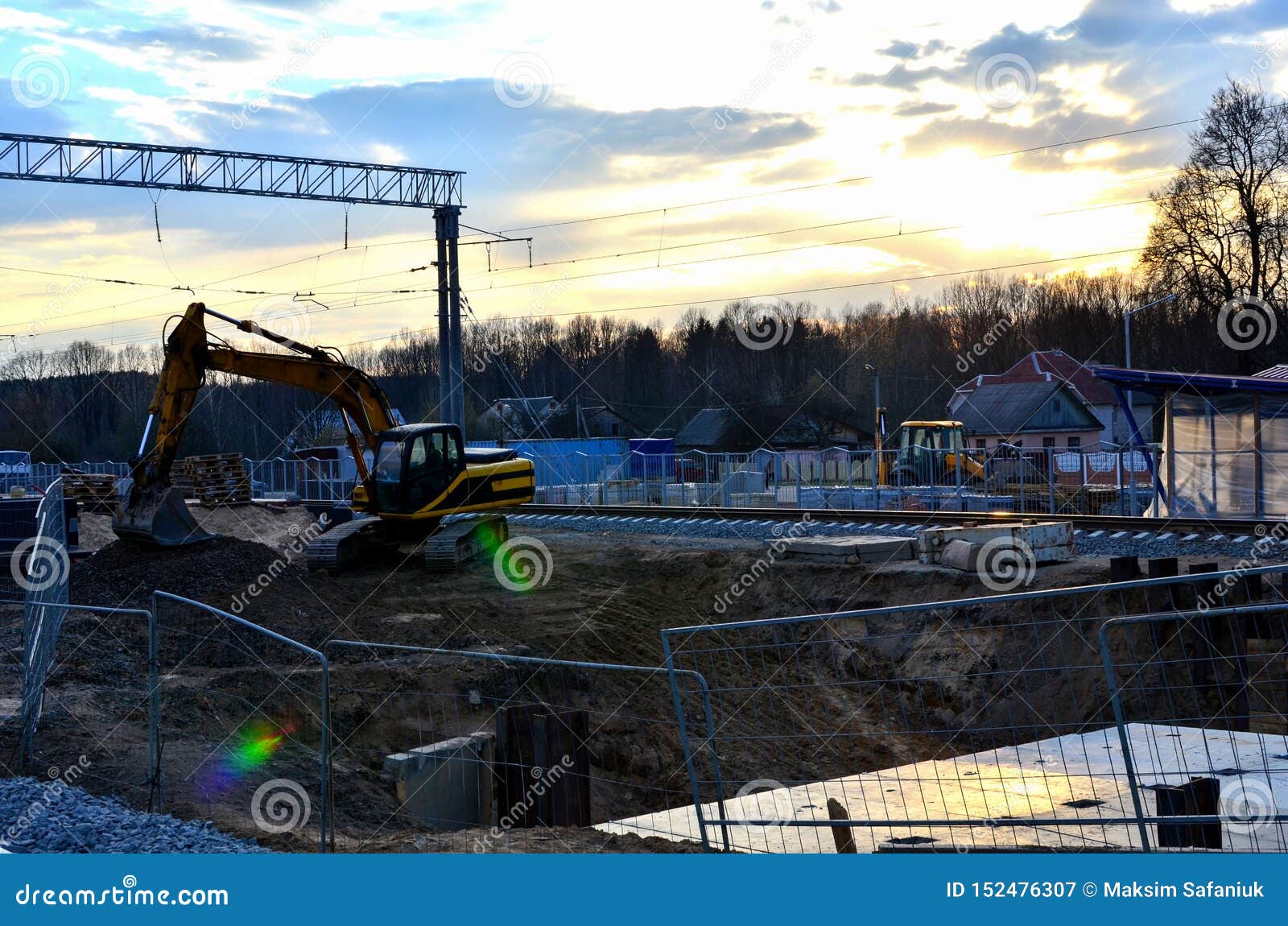 Excavator Machine Working on Railway. Editorial Photography - Image of ...