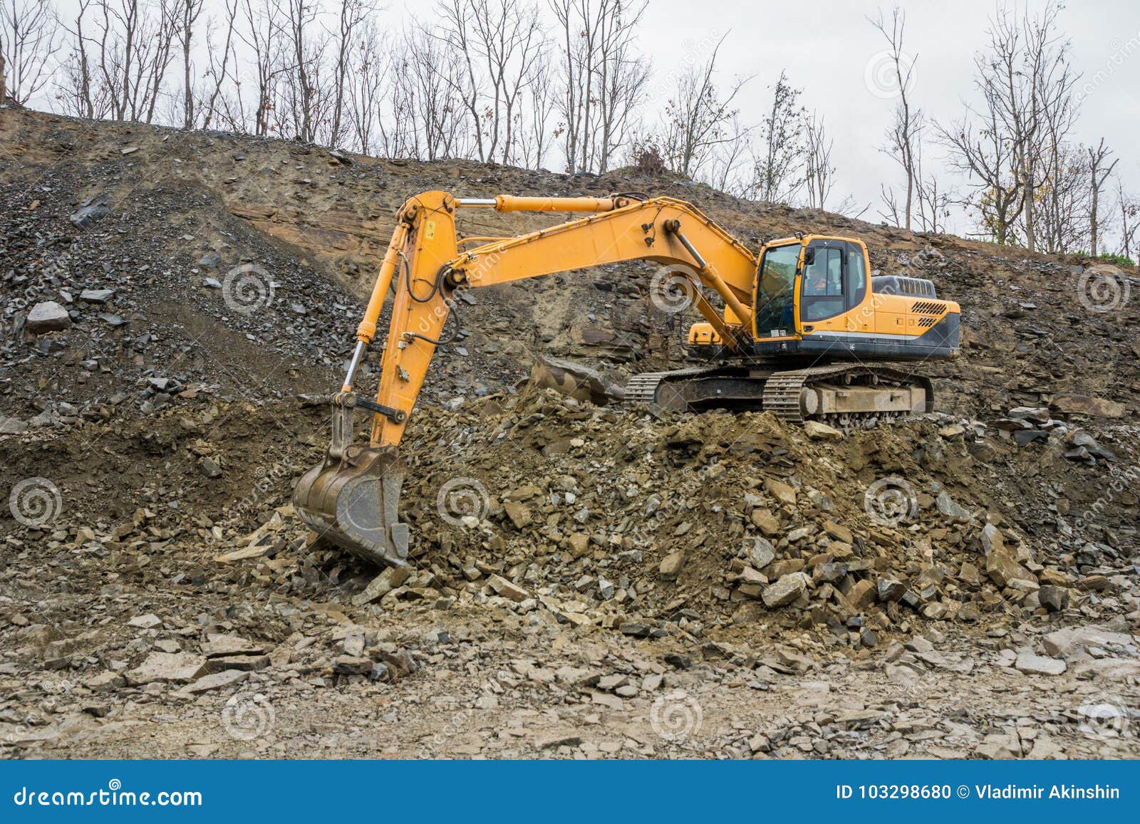 Loading Bulk Cargo Of Limestone From Barges Into A Bulk Carrier By ...