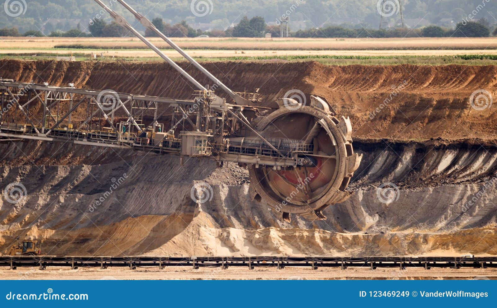 Excavator Mining in a Brown Coal Open Pit Mine. Stock Image - Image of ...